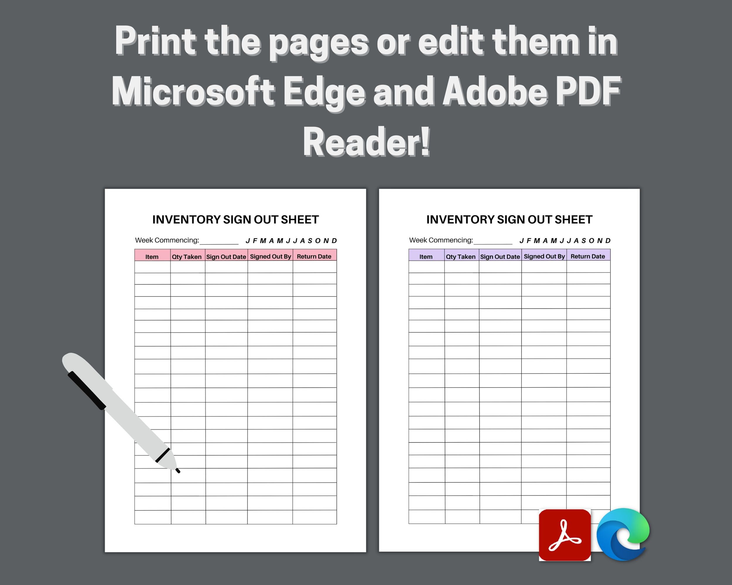 Inventory Sign Out Sheet, Checkout and Track Inventory Sign Out and ...