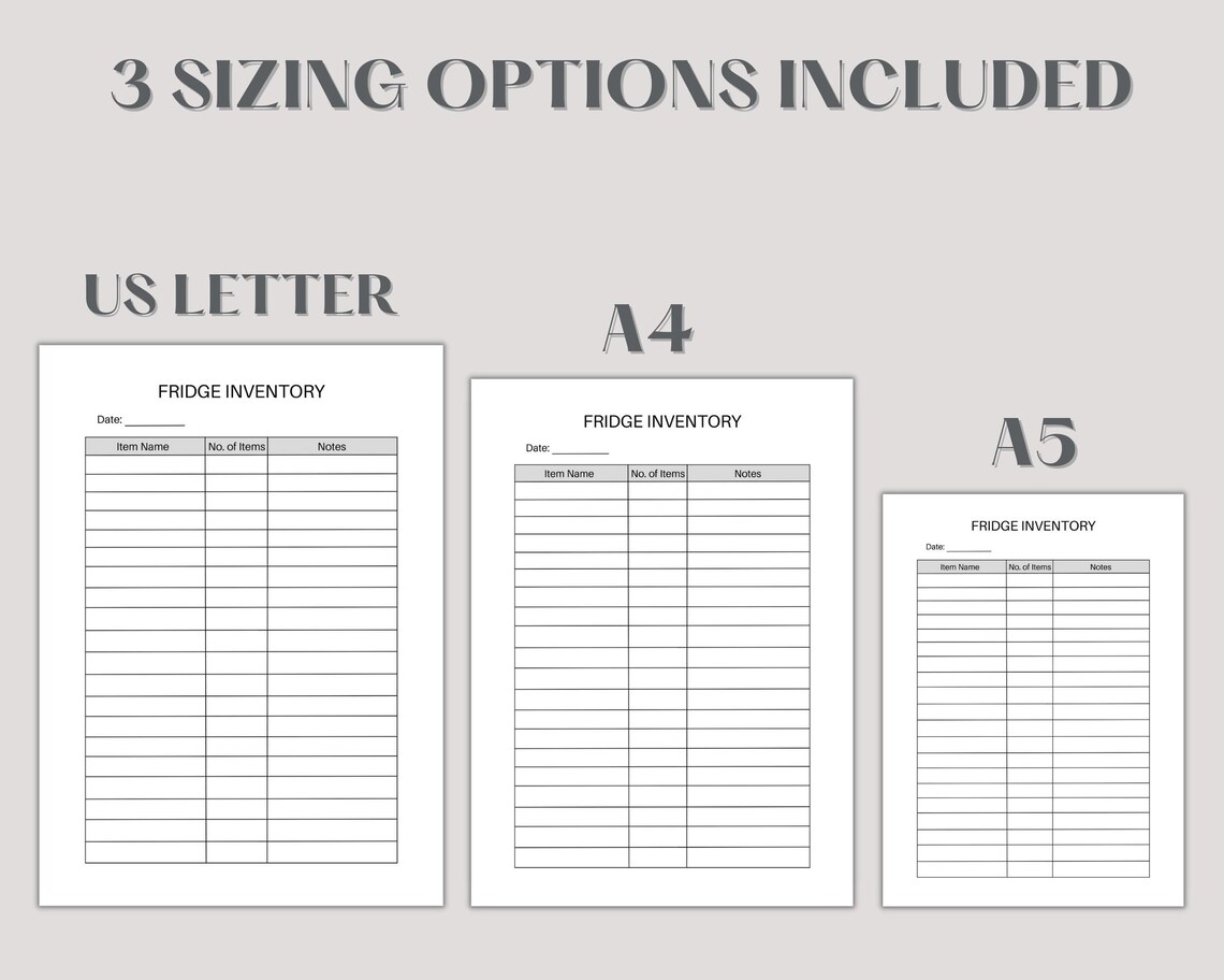 Fridge Inventory, Printable Kitchen Fridge Log, Fridge Organiser ...