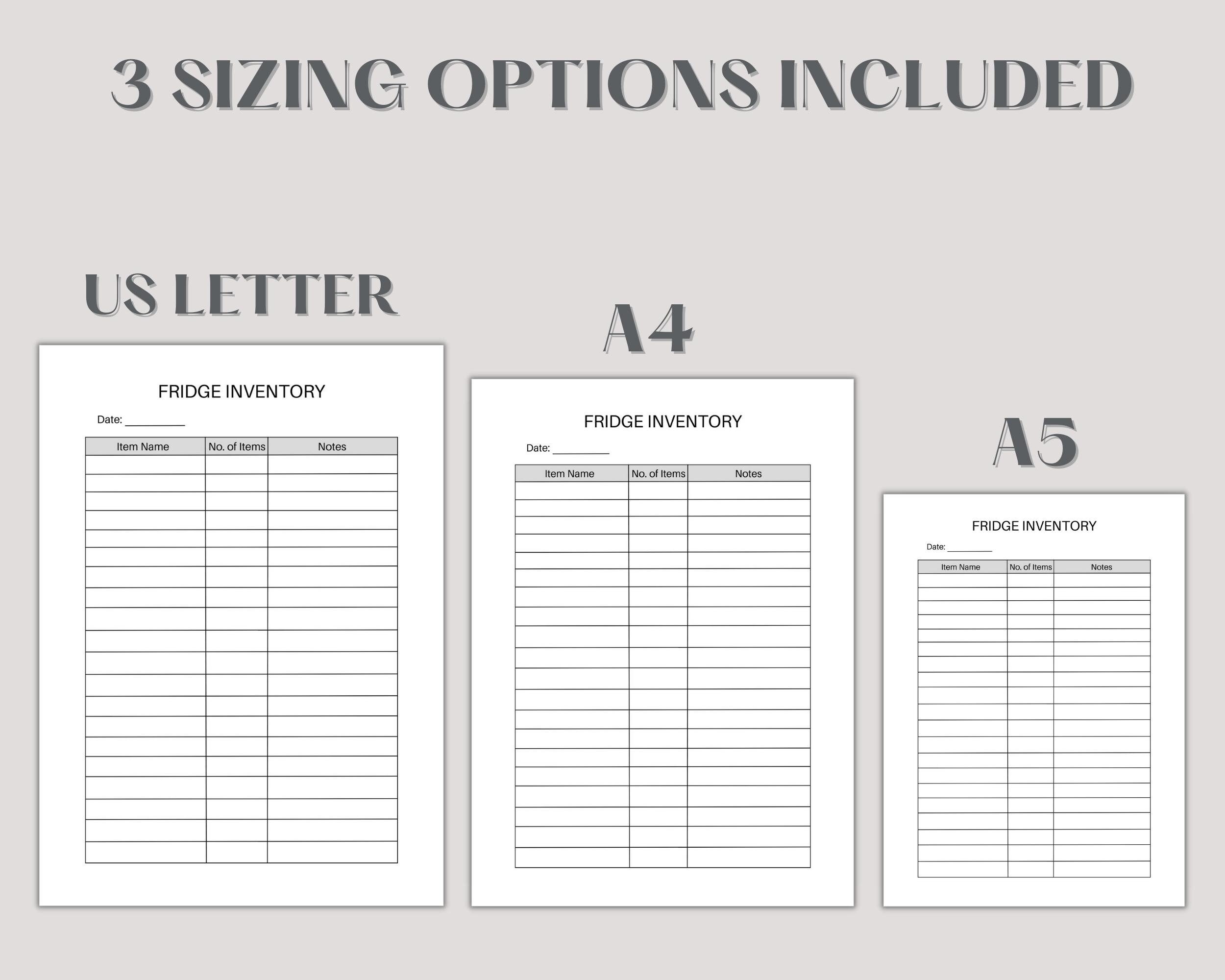 Fridge Inventory, Printable Kitchen Fridge Log, Fridge Organiser ...