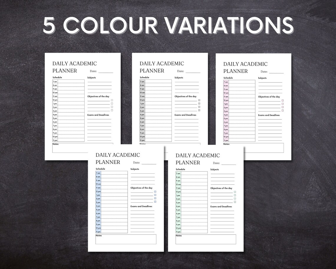 Daily School Planner, Printable Revision Tracker, Study Planner and ...