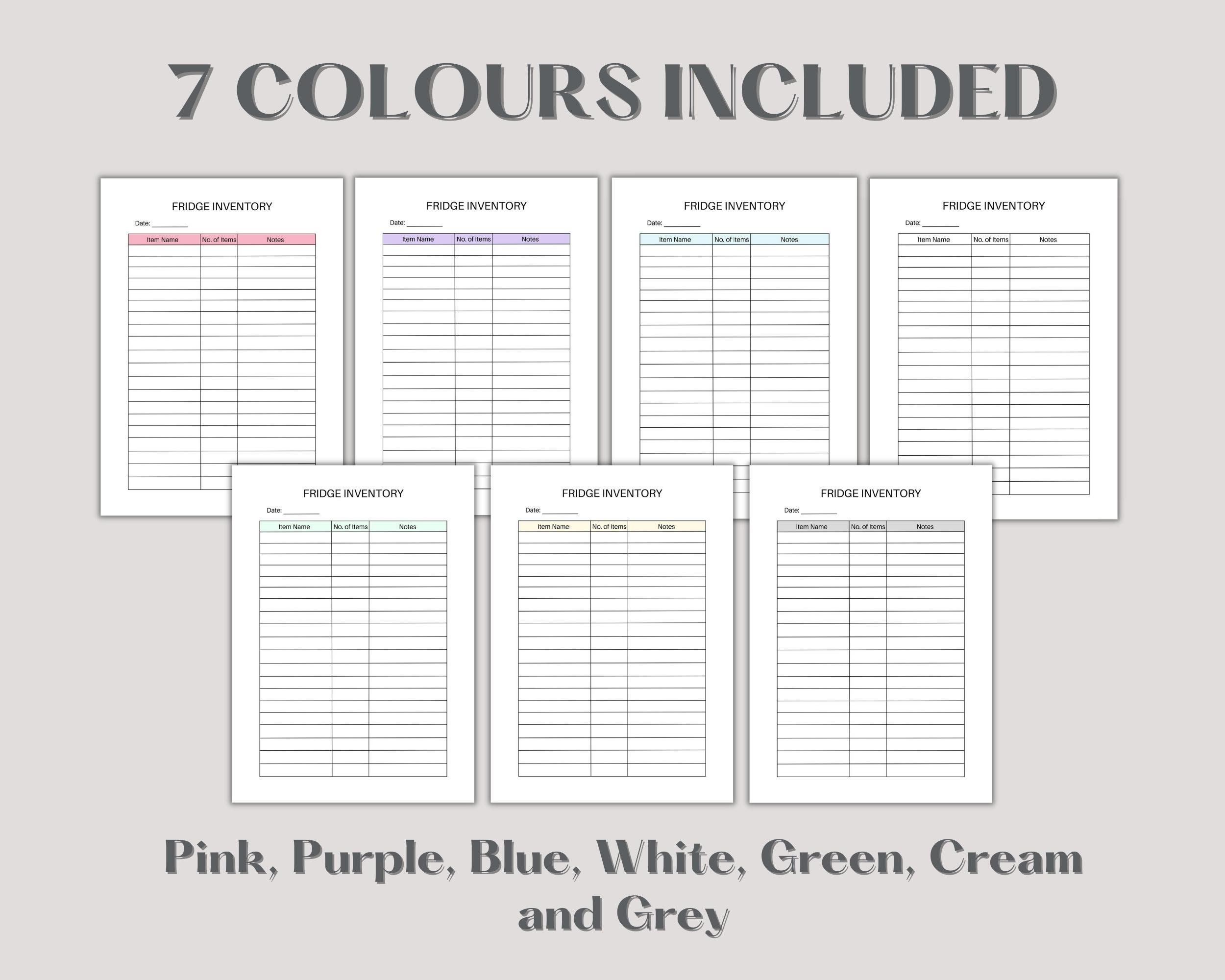 Kitchen Inventory Log, Printable Kitchen Food Inventory Tracker, Fridge ...