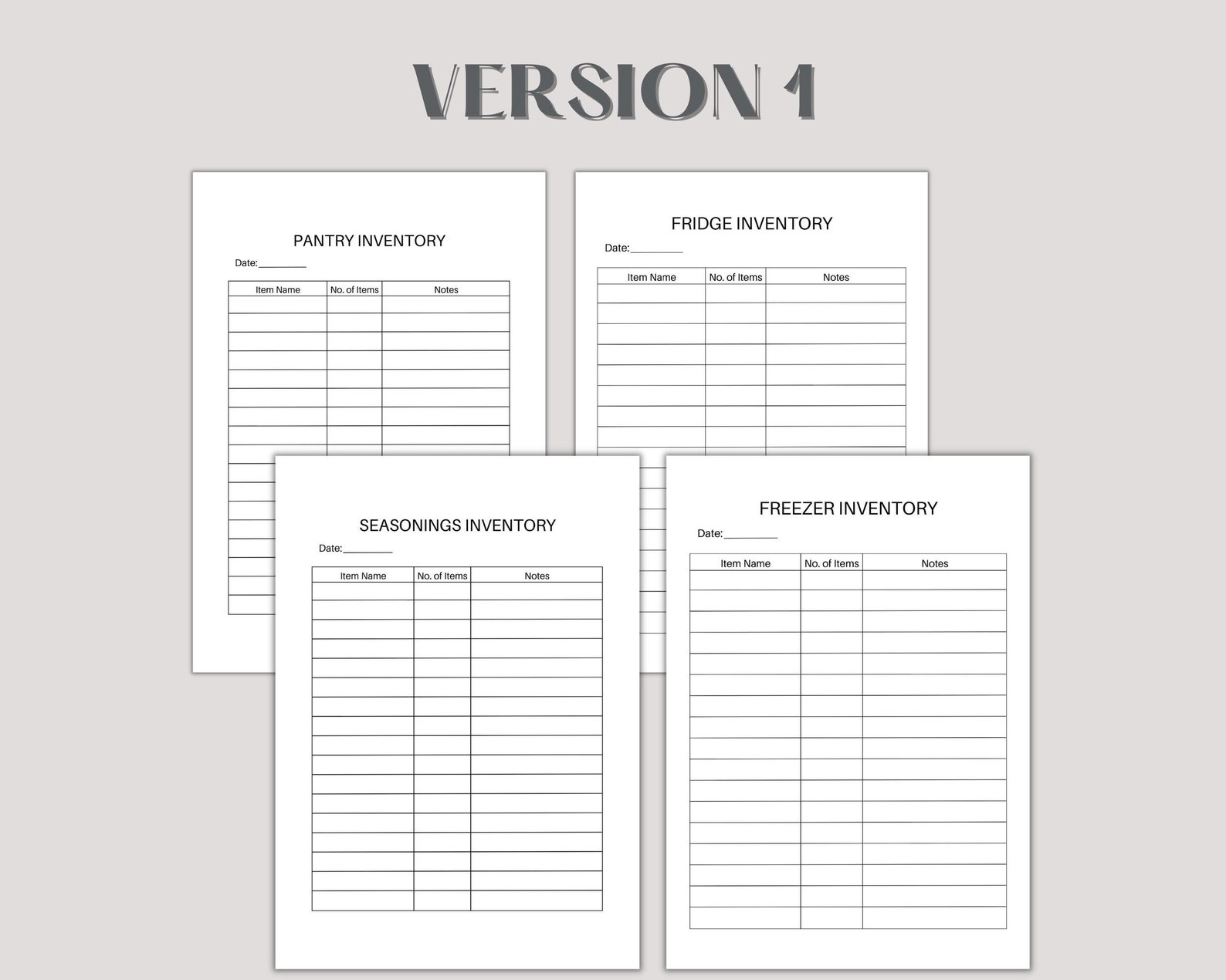 Kitchen Inventory Log, Printable Kitchen Food Inventory Tracker, Fridge ...