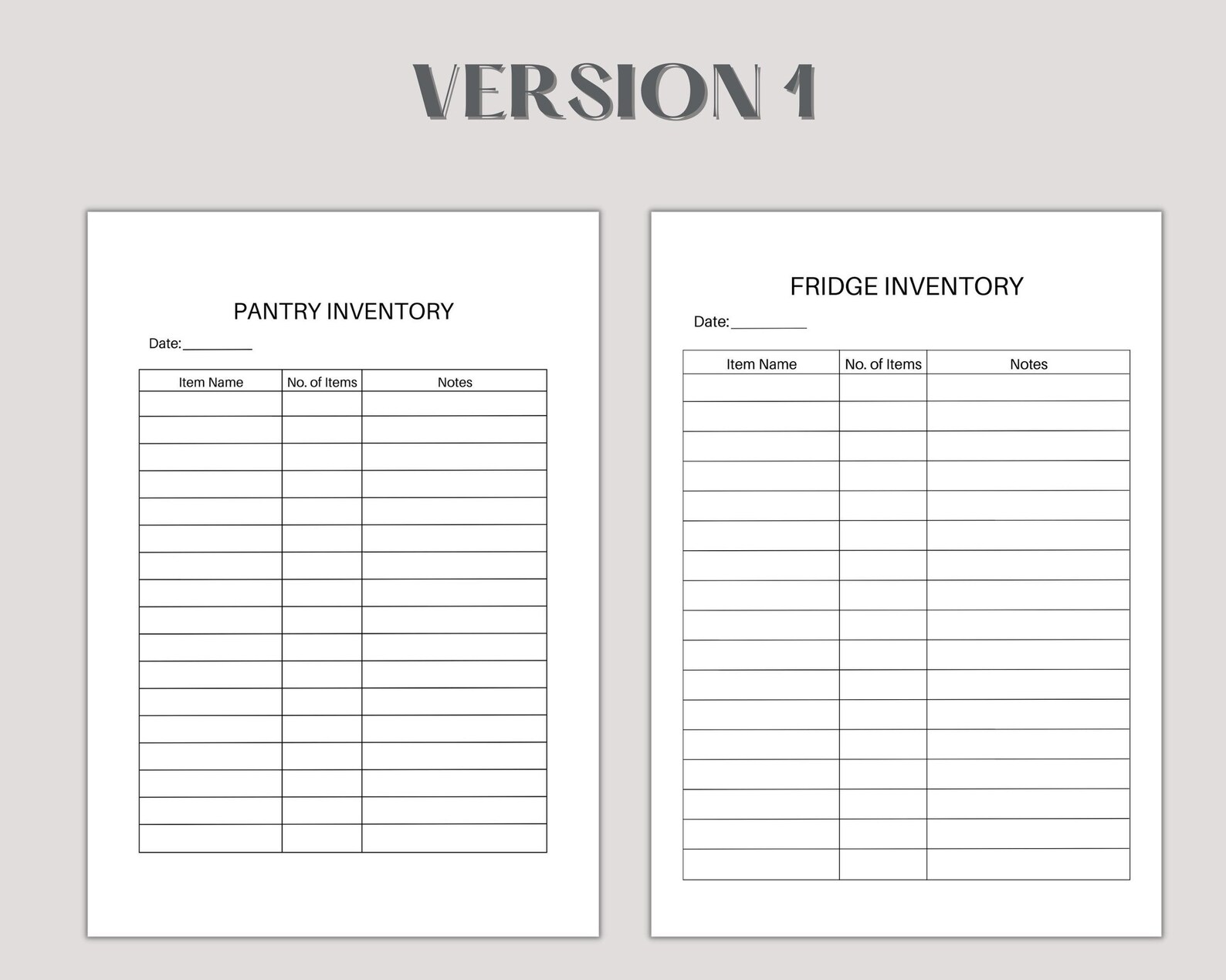 Kitchen Inventory Log, Printable Kitchen Inventory, Fridge Inventory ...