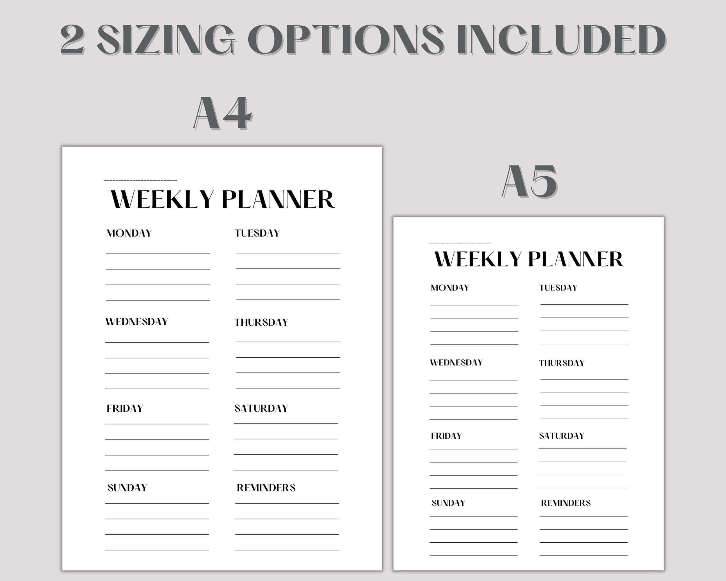 Weekly Planner, Printable Weekly Planner, Weekly Organiser, Weekly ...