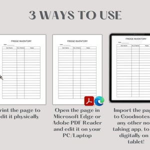Fridge Inventory, Printable Kitchen Fridge Log, Fridge Organiser ...