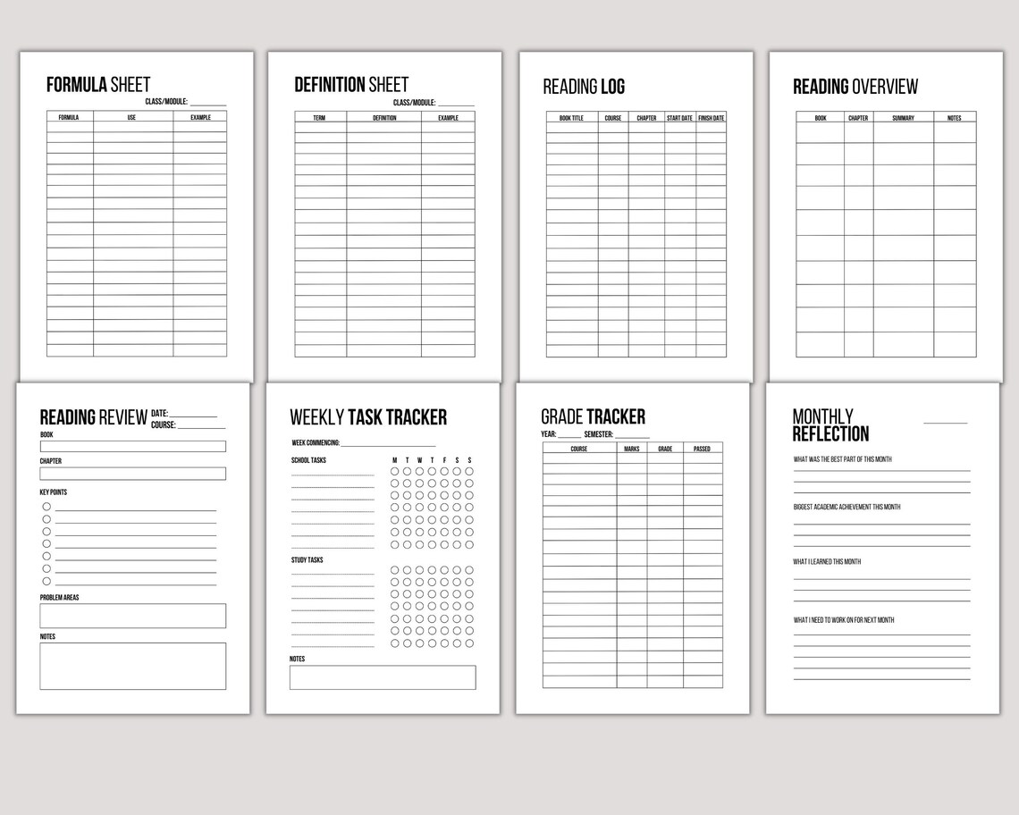 Student Planner, Printable Exam and Study Kit, Exam Planner, School ...