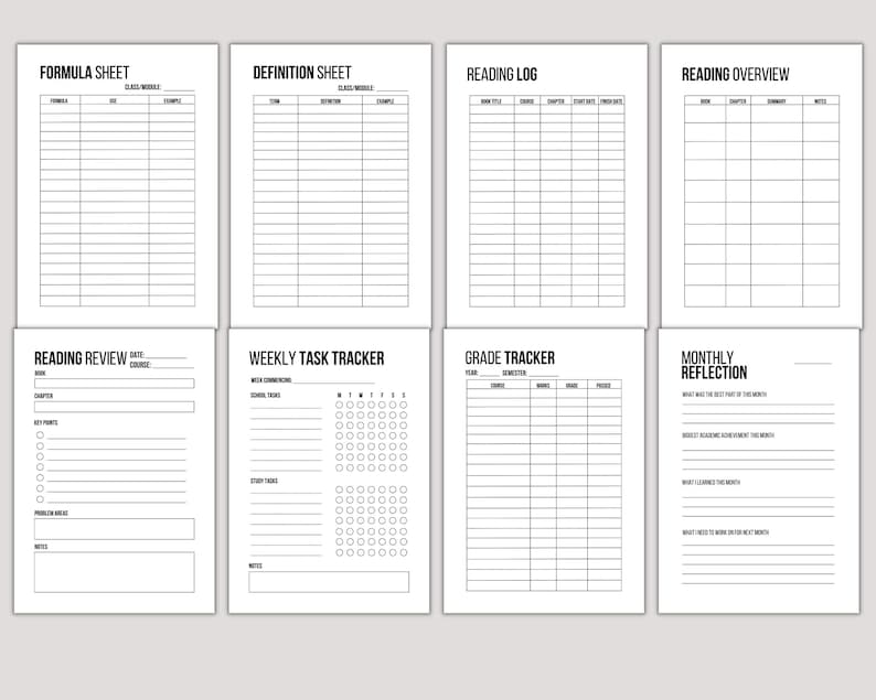 Student Planner, Printable Exam and Study Kit, Exam Planner, School ...