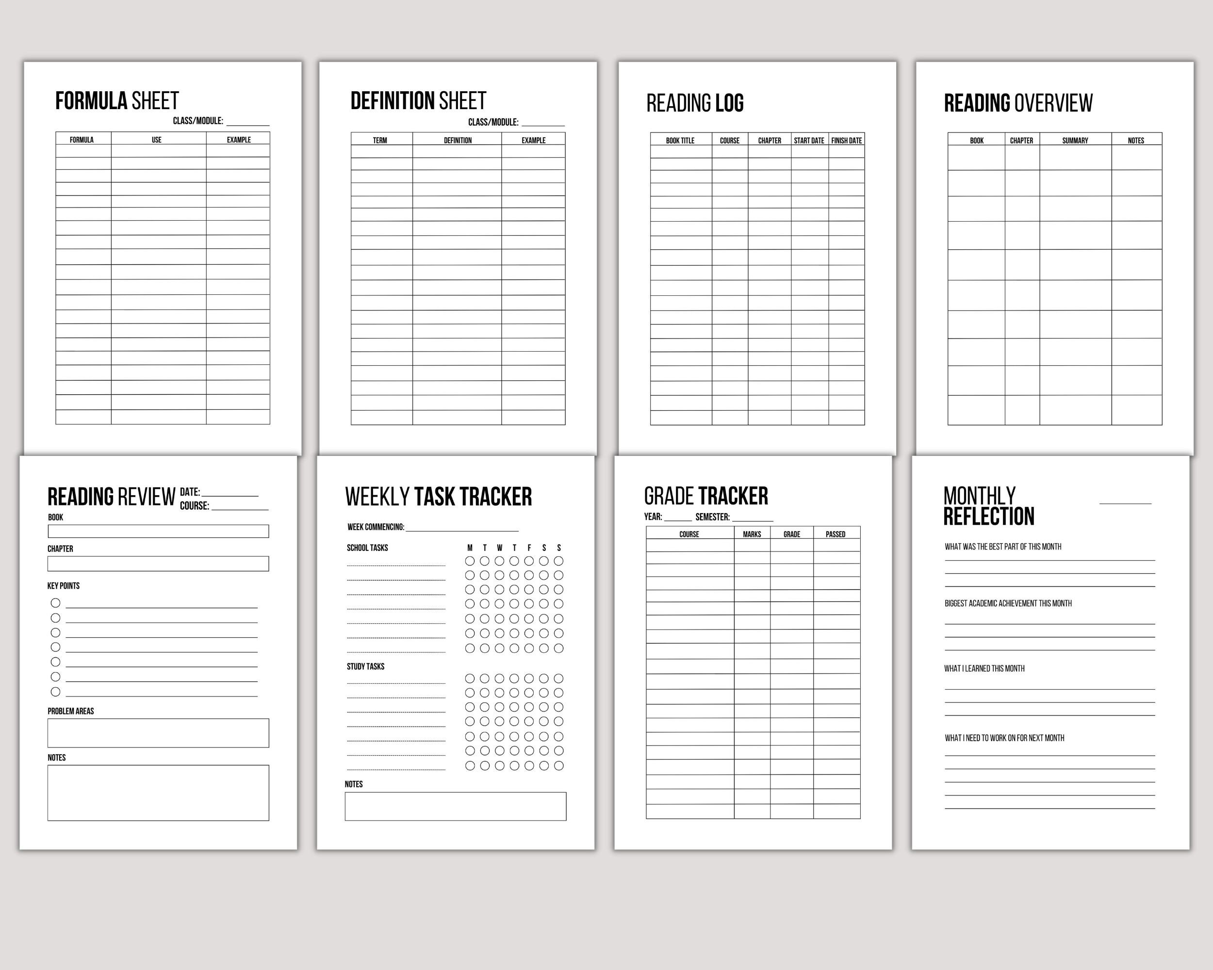 Student Planner, Printable Exam and Study Kit, Exam Planner, School ...