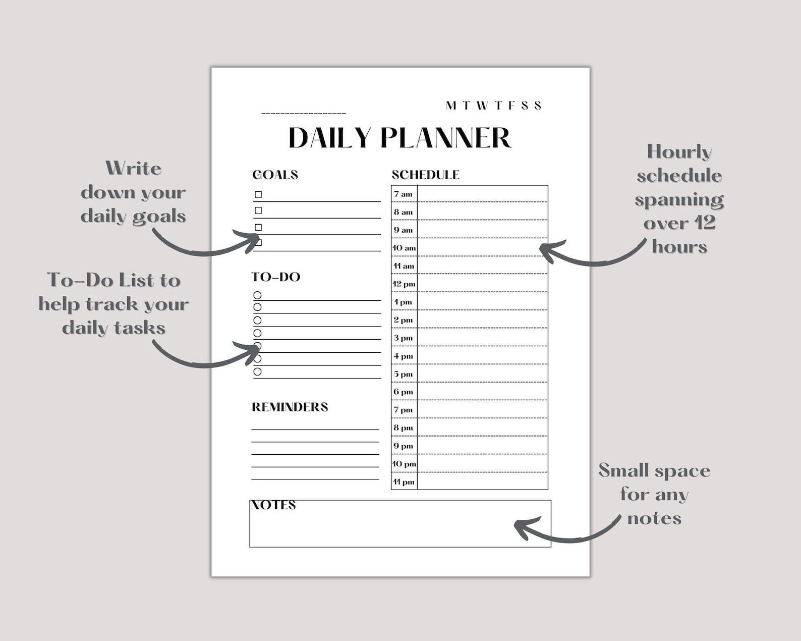 Daily Planner, Productivity Planner, Printable Planner for Organisation ...