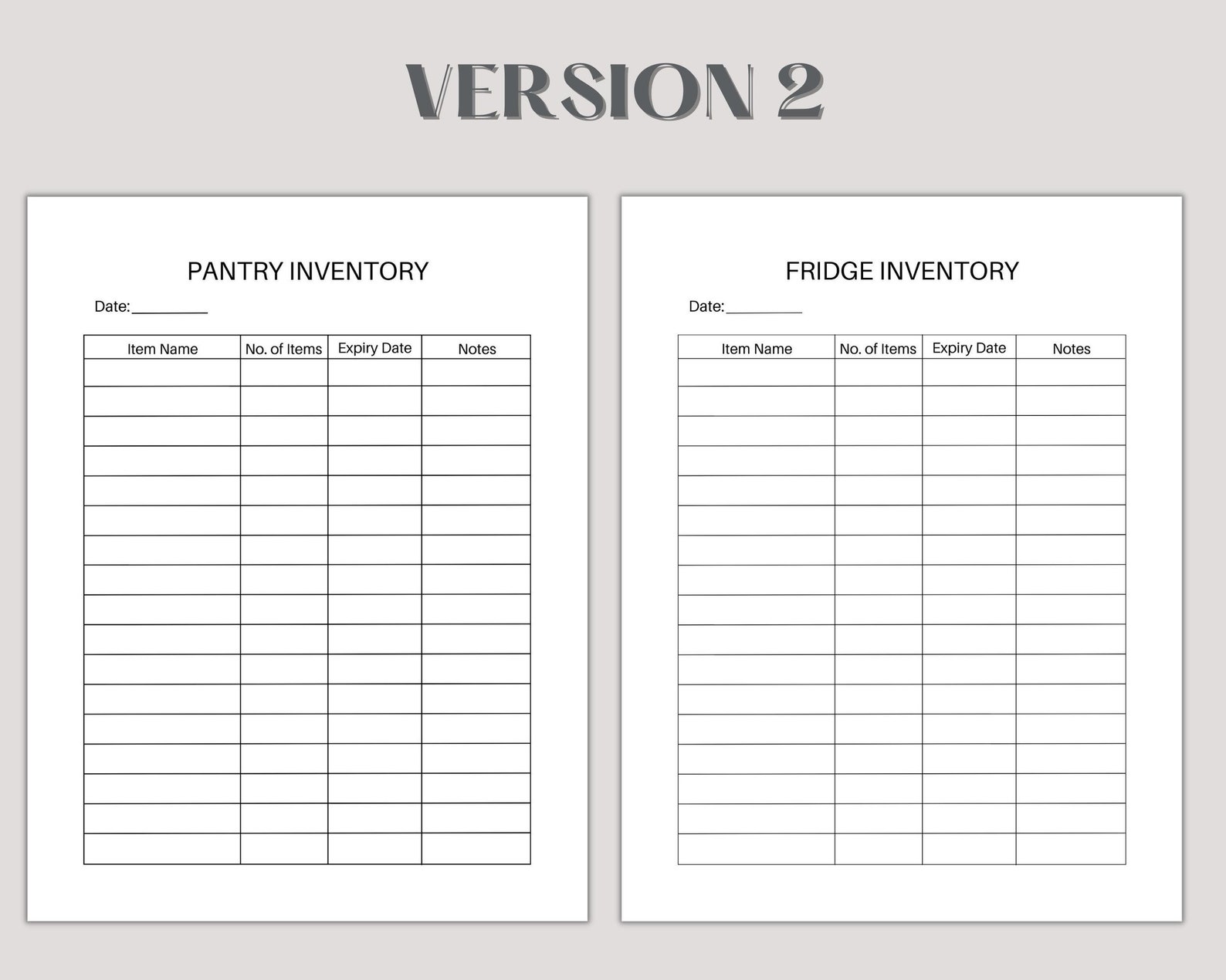 Kitchen Inventory Log, Printable Kitchen Inventory, Fridge Inventory ...