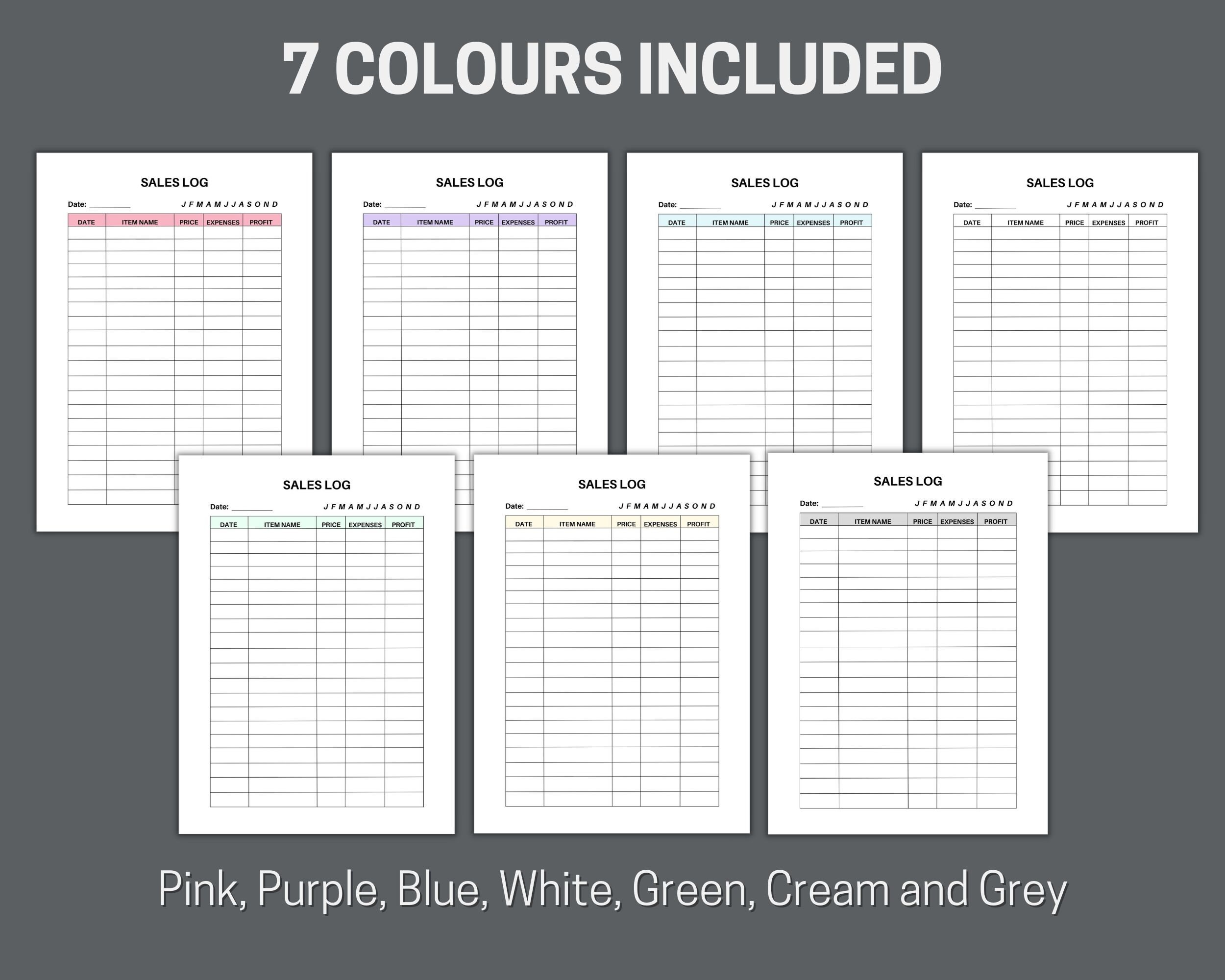 Sales Log, Printable Sales Tracker, Sales Log, Items Log, Profit and ...