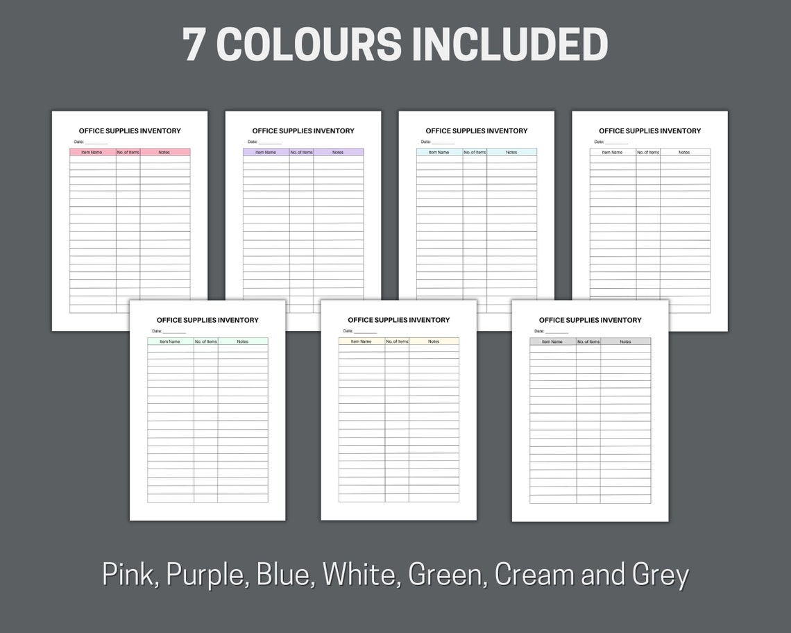 Office Supplies Inventory, Printable Office Supplies Log, Office ...