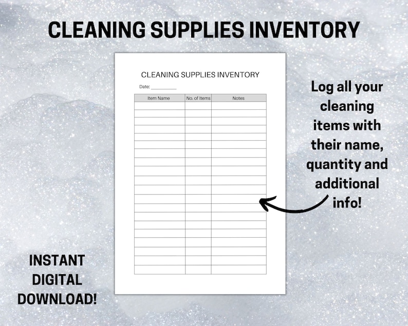 Cleaning Supplies Inventory, Printable Cleaning Supplies Log, Cleaning ...