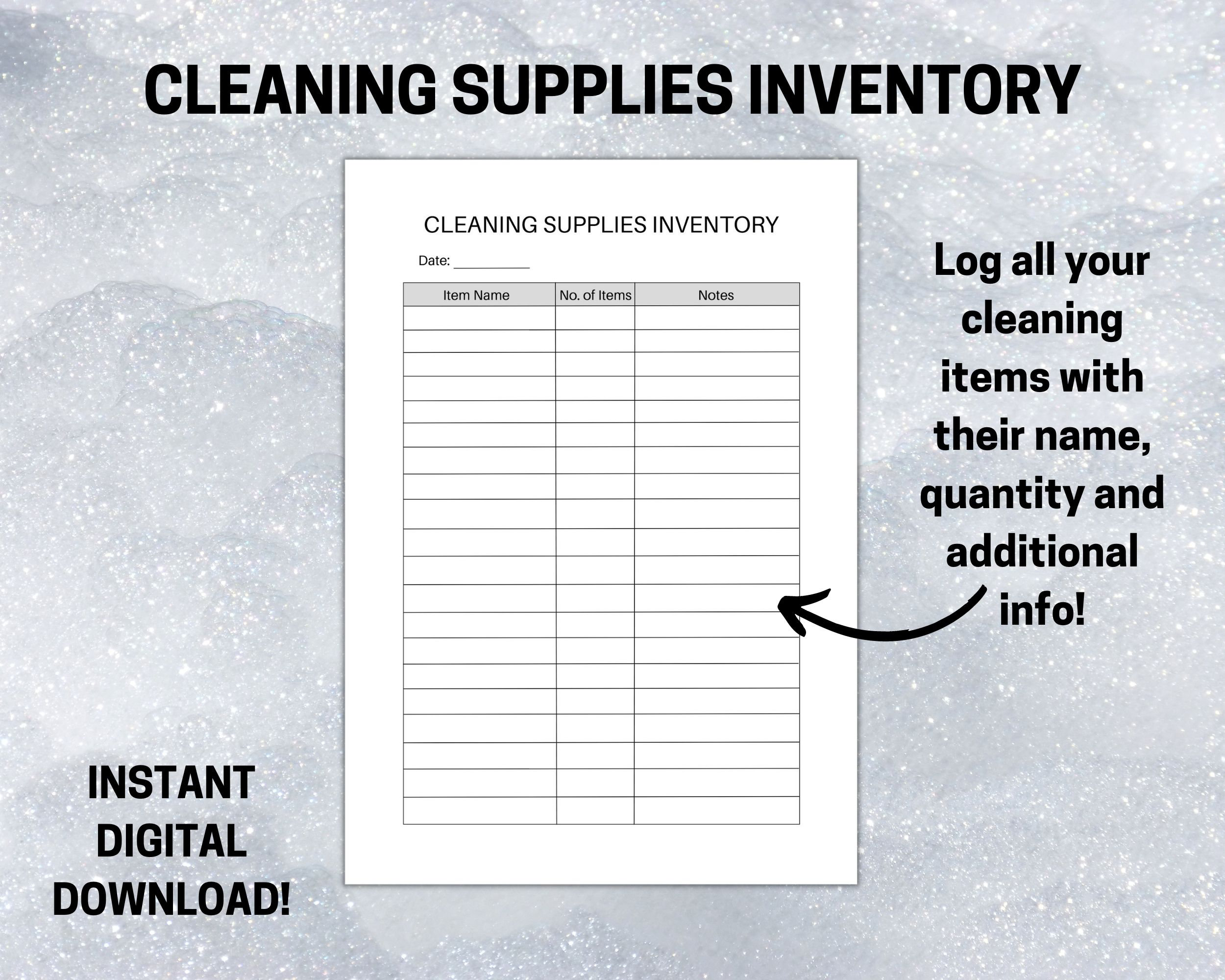Cleaning Supplies Inventory, Printable Cleaning Supplies Log, Cleaning ...
