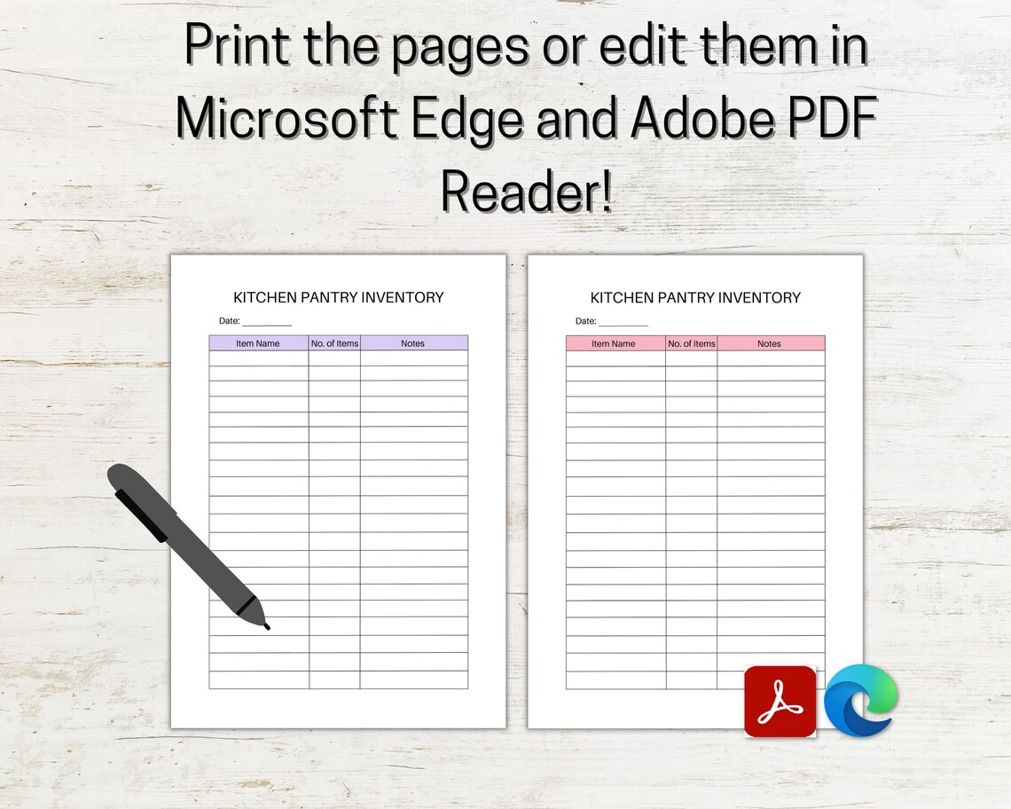 Kitchen Pantry Inventory, Printable Kitchen Log, Kitchen Pantry ...