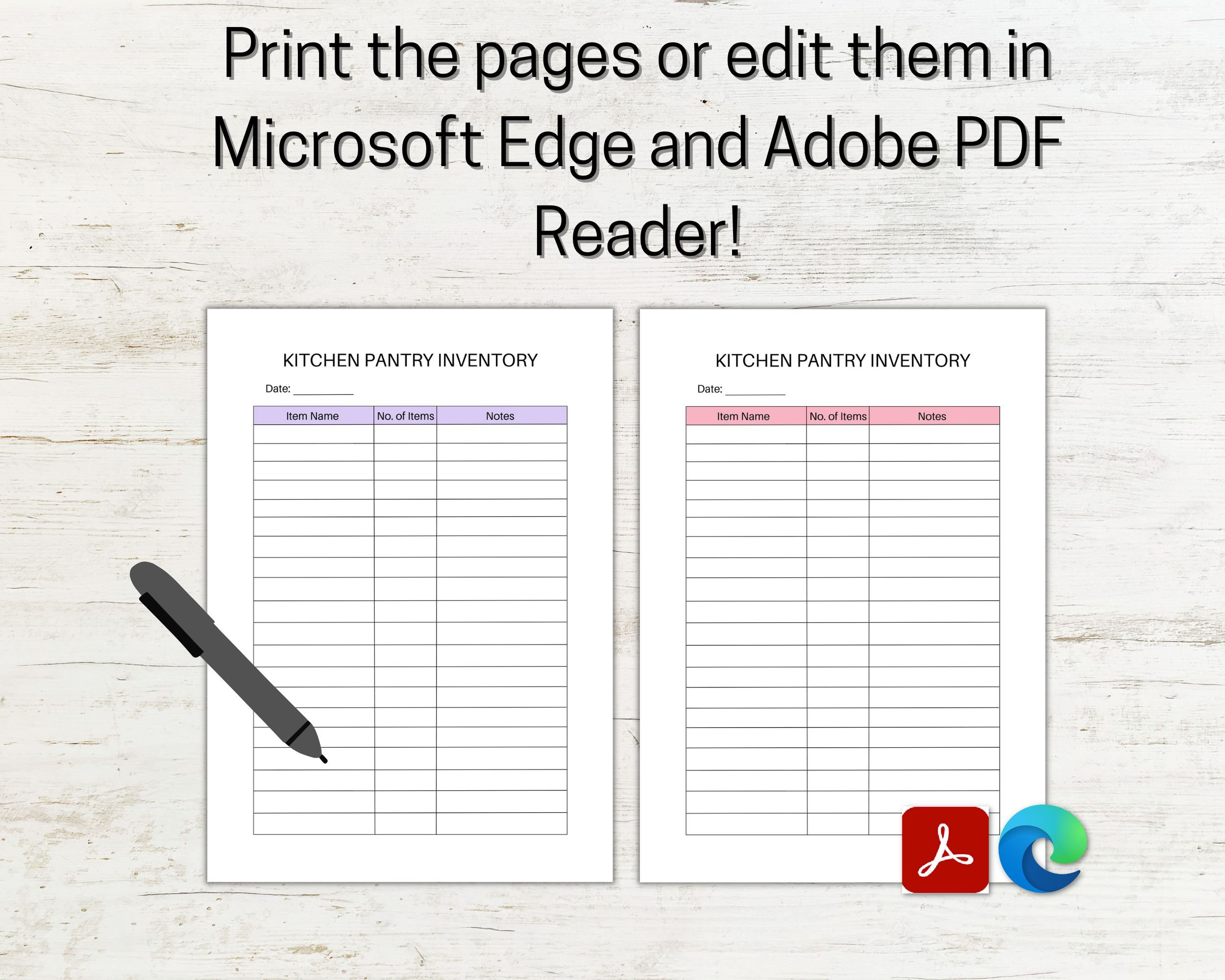 Kitchen Pantry Inventory, Printable Kitchen Log, Kitchen Pantry ...