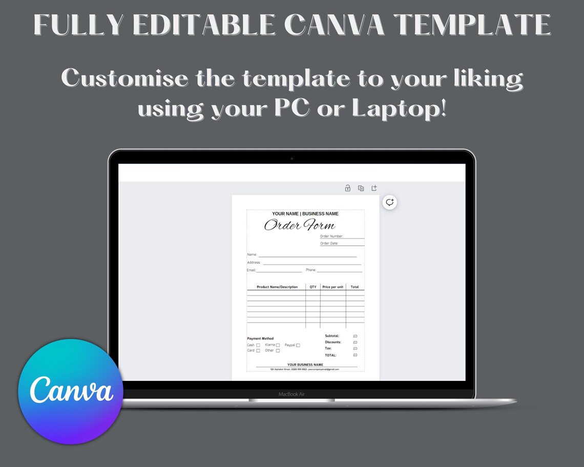Order Form Template, Editable Order Form Template, Canva Editable ...