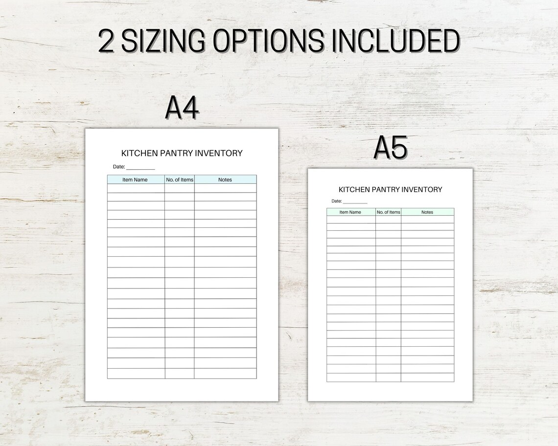 Kitchen Pantry Inventory, Printable Kitchen Log, Kitchen Pantry ...