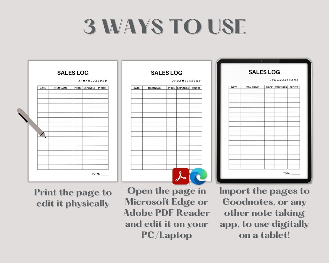 Sales Log, Printable Sales Tracker, Order Tracker, Order Log, Online ...