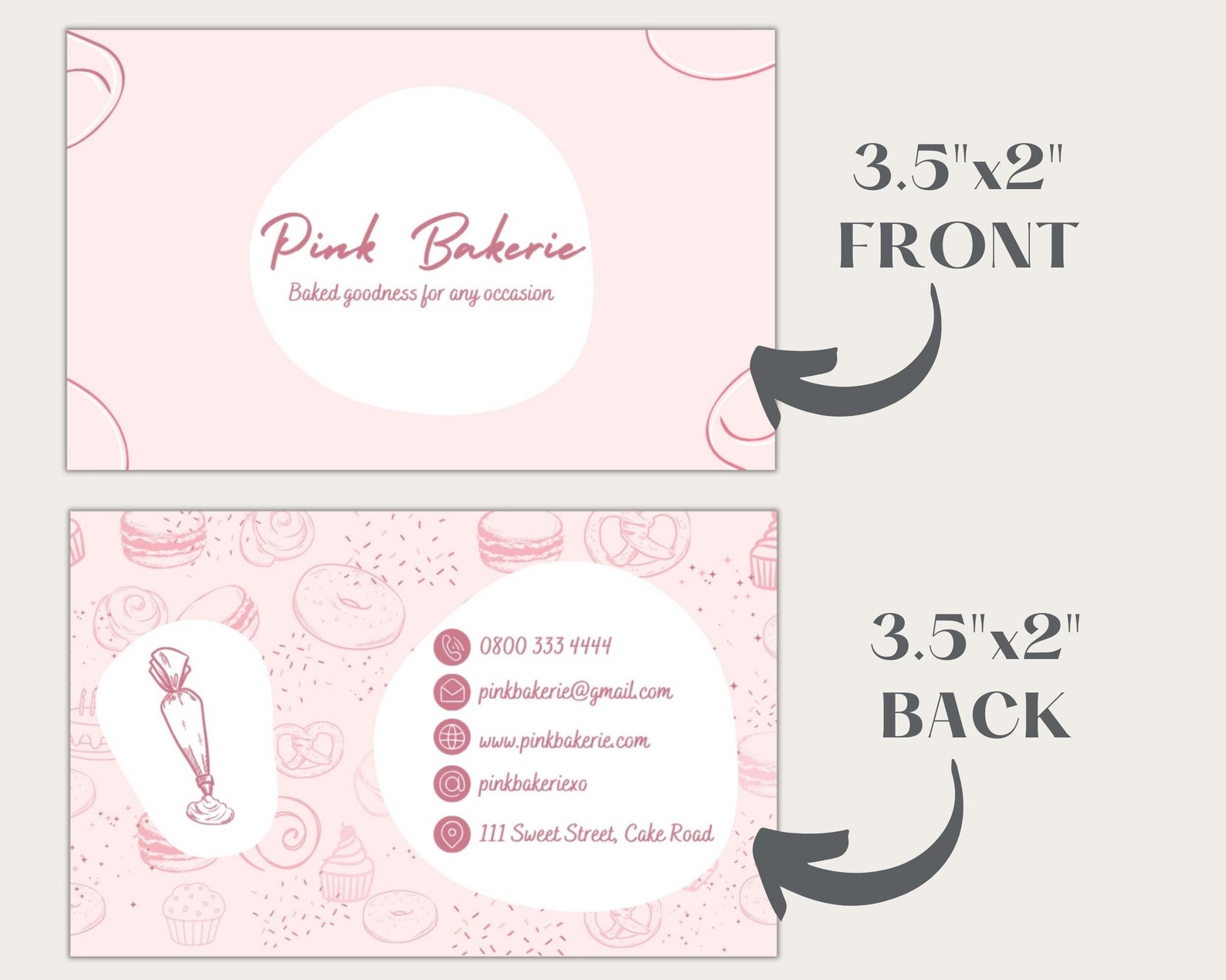 Bakery Business Card Template, Canva Business Card Template, Printable ...