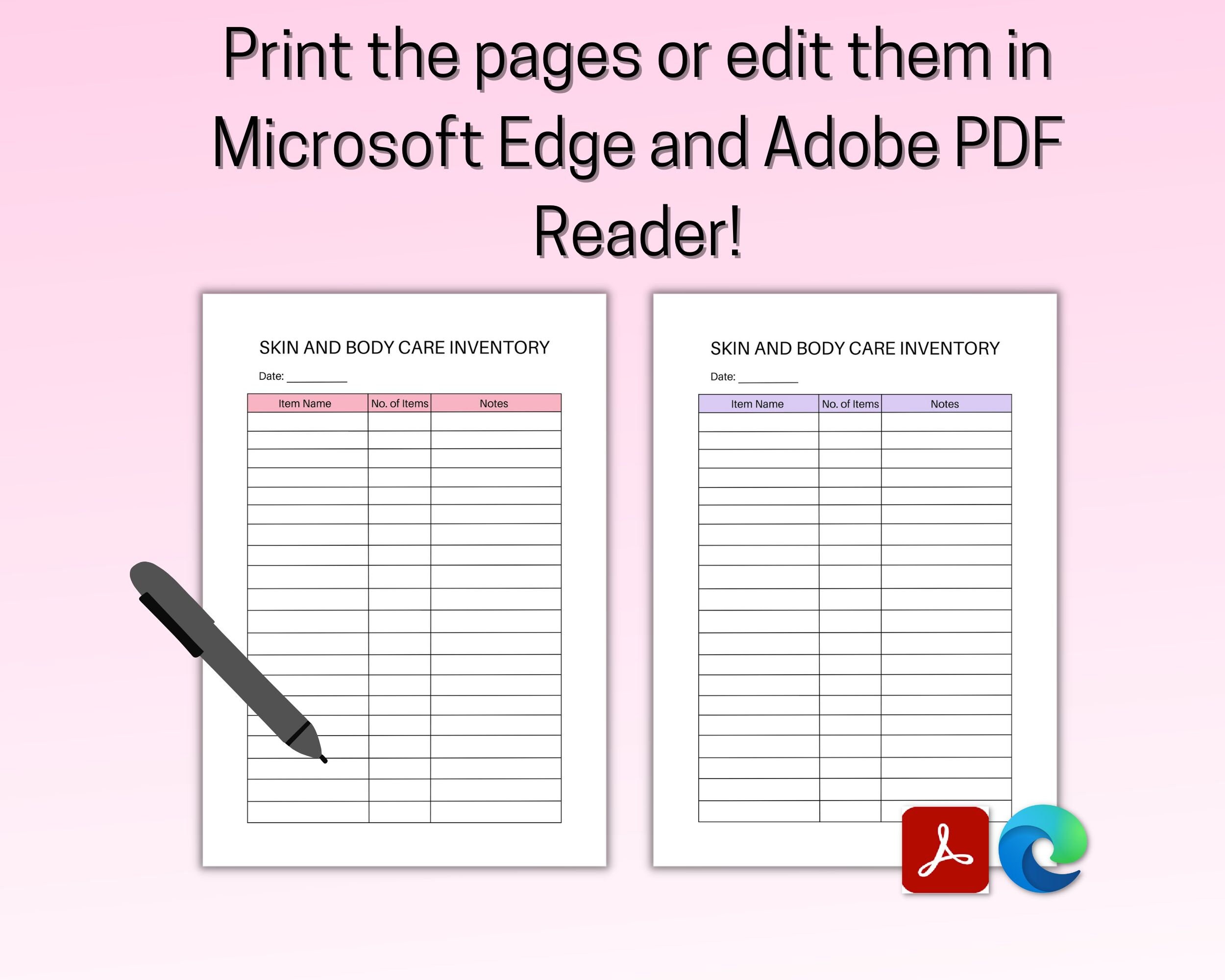 Skin and Body Care Inventory Tracker, Printable Beauty Inventory ...