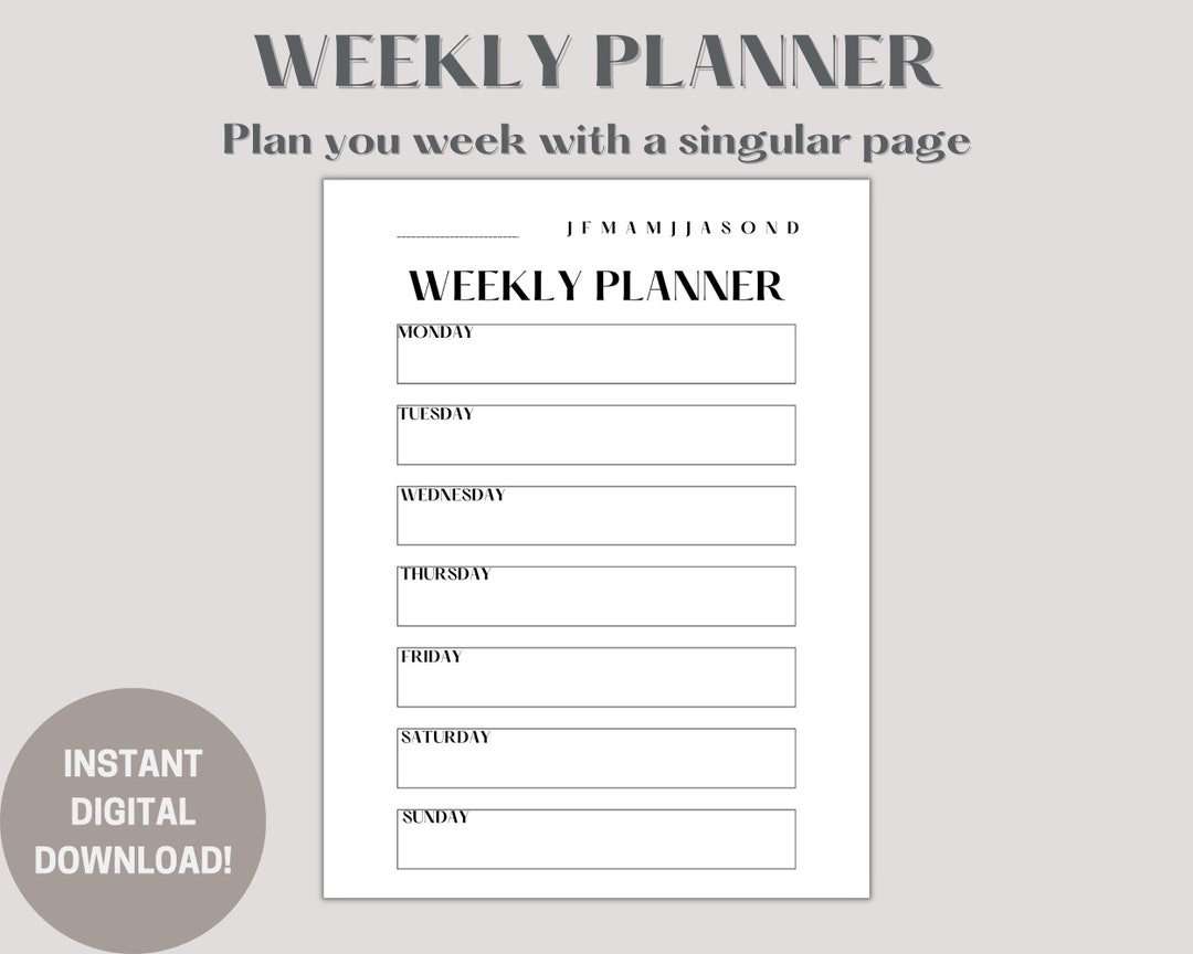 Weekly Planner, Printable Weekly Planner, Weekly Organiser, Weekly ...