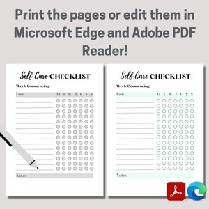 Self Care Checklist for Wellbeing, Health and Lifestyle, Daily Check in ...