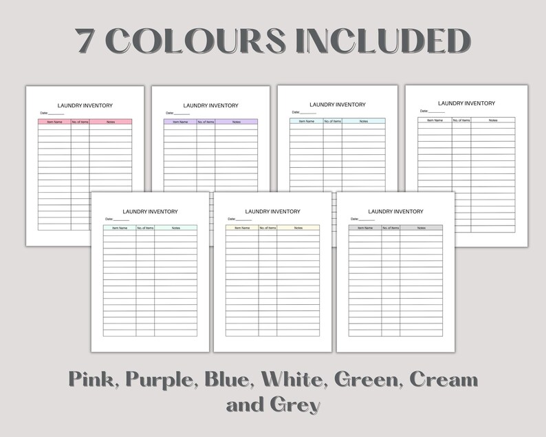 Laundy Inventory, Printable Laundry Inventory Log, Laundry Organiser ...