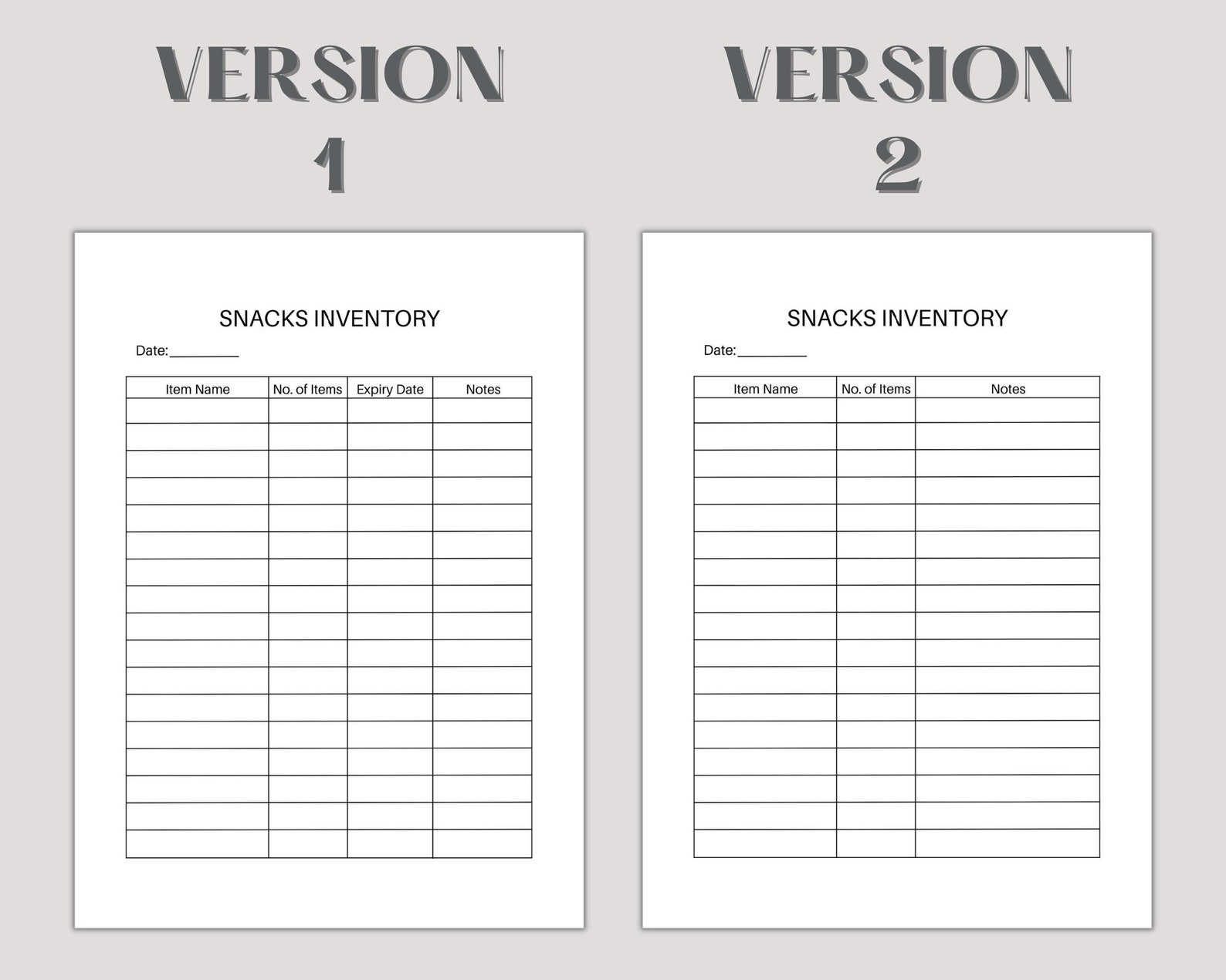 Snacks Inventory, Printable Food Inventory, Snack Log, Food Log, Pantry ...