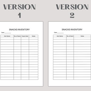 Snacks Inventory, Printable Food Inventory, Snack Log, Food Log, Pantry ...