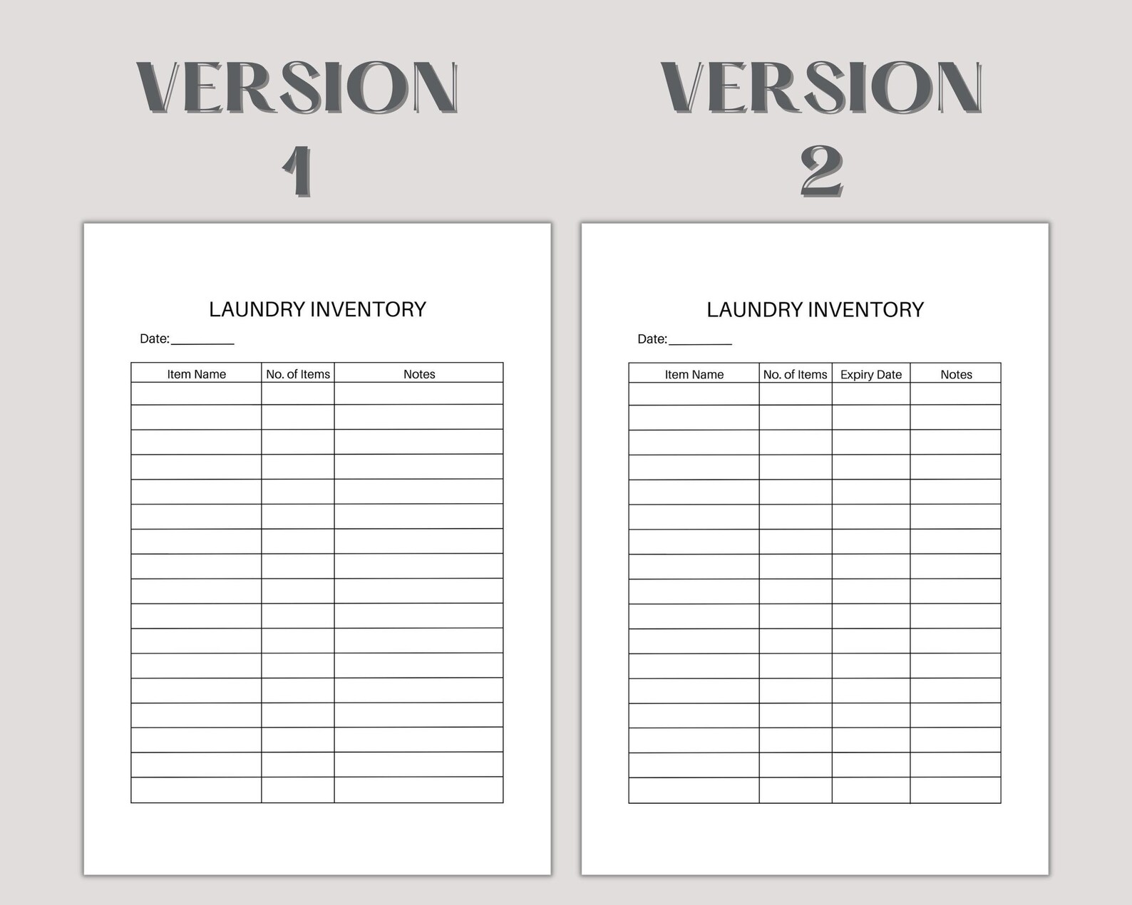 Laundy Inventory, Printable Laundry Inventory Log, Laundry Organiser ...