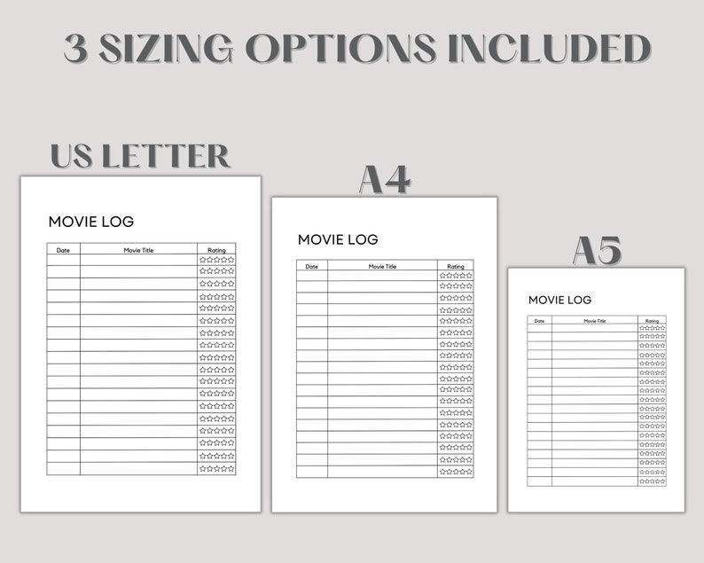 Movie Log Printable, Movie Tracker, Film Tracker, Movie Review, Movies ...