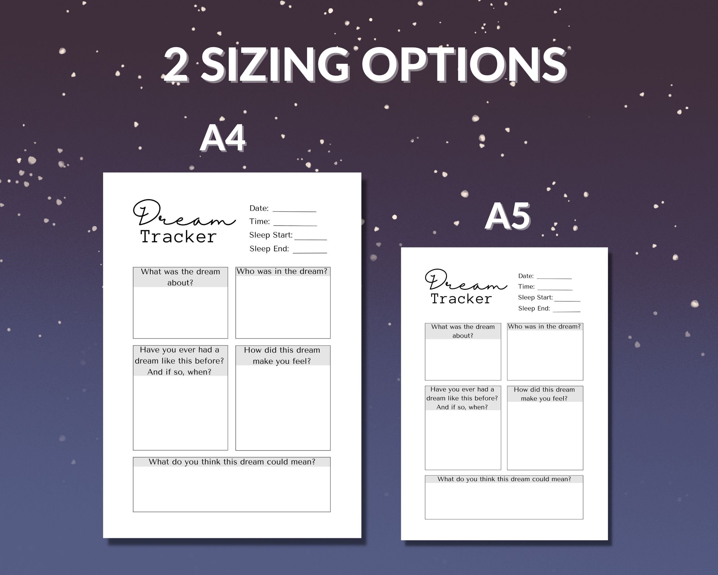 Dream Tracker, Printable Dream Analysis, Dream Journal, Dream Diary ...