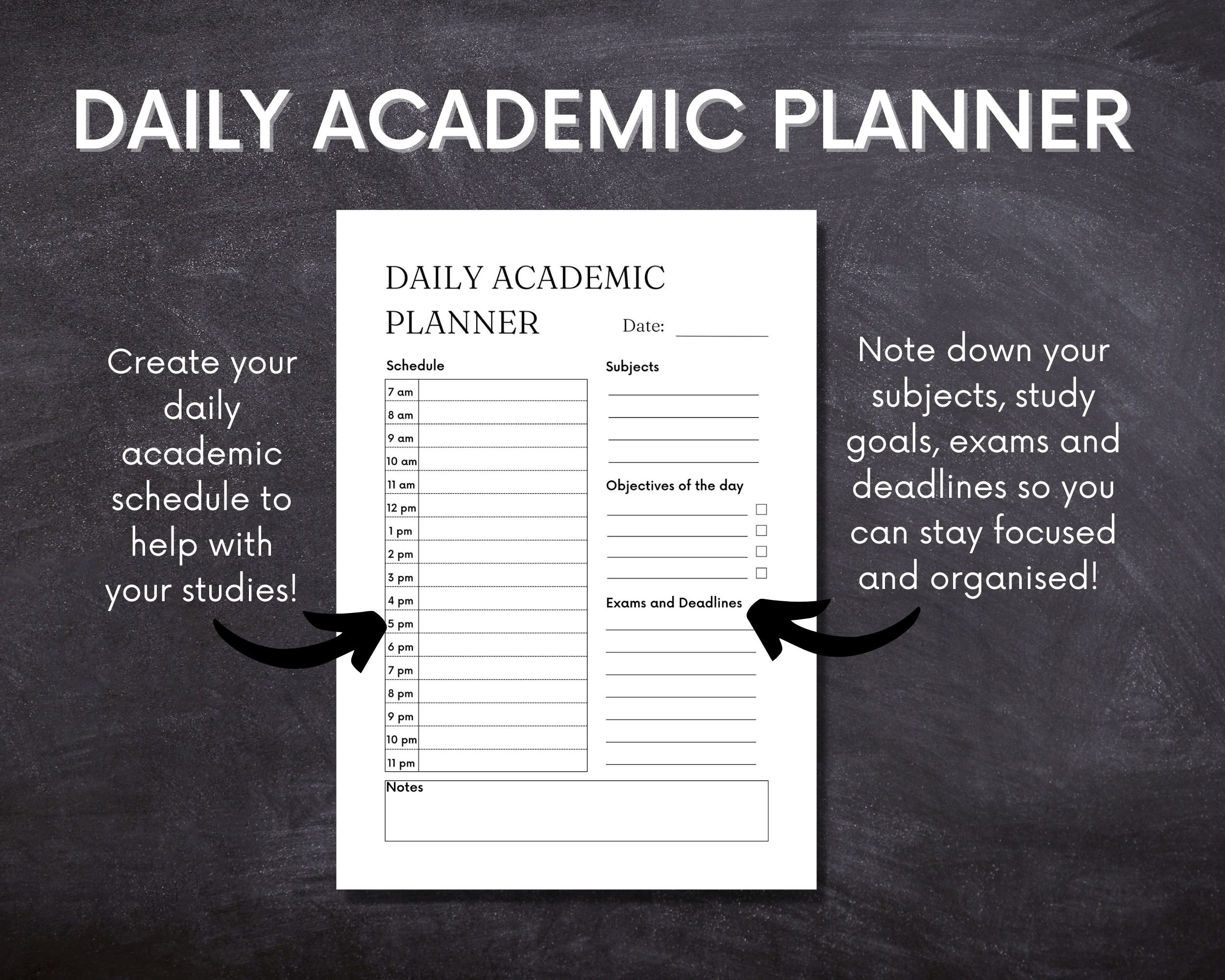 Daily School Planner, Printable Revision Tracker, Study Planner and ...