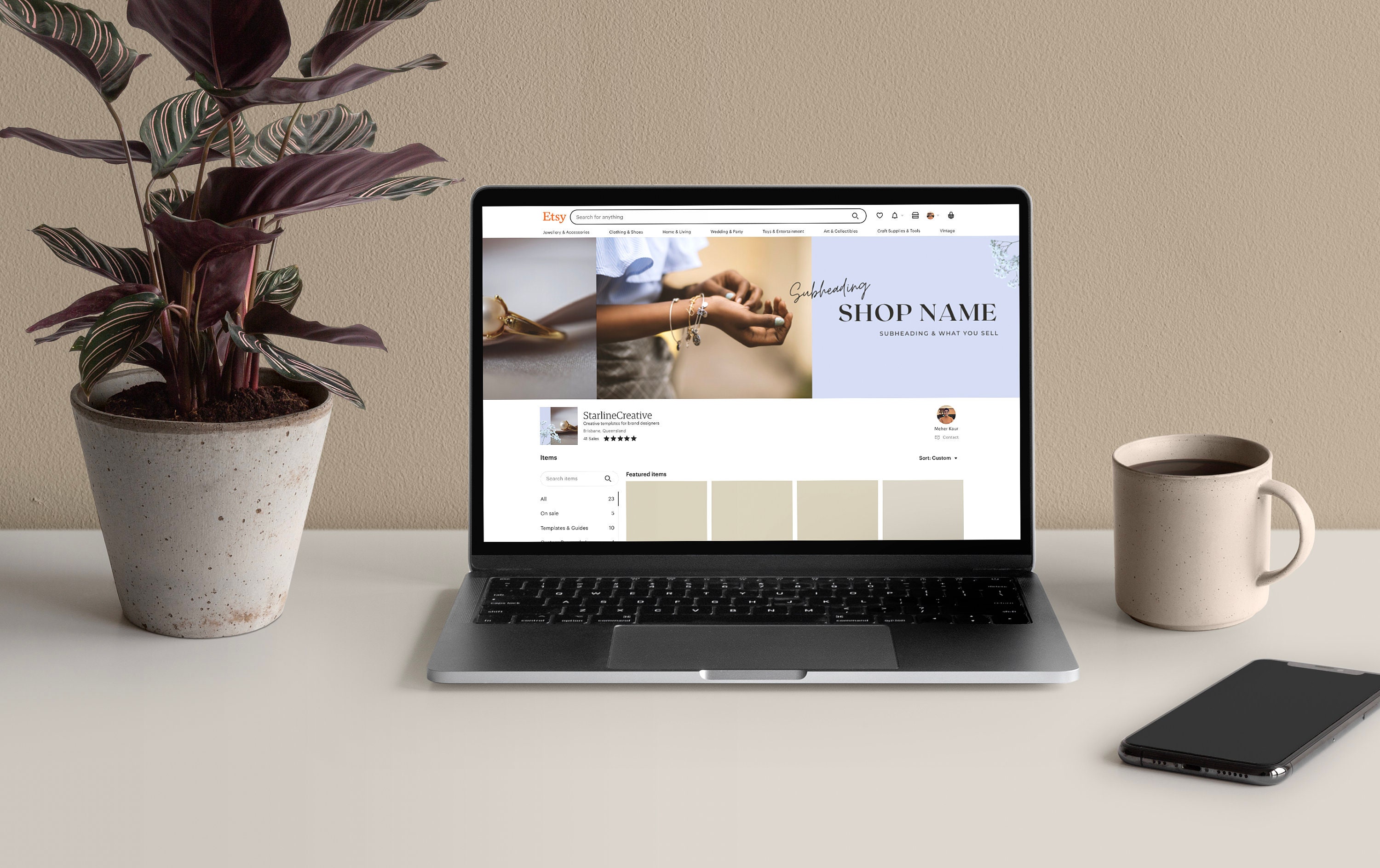 Etsy Shop Cover Photo & Display Image Bundle Etsy Banner Small Business ...