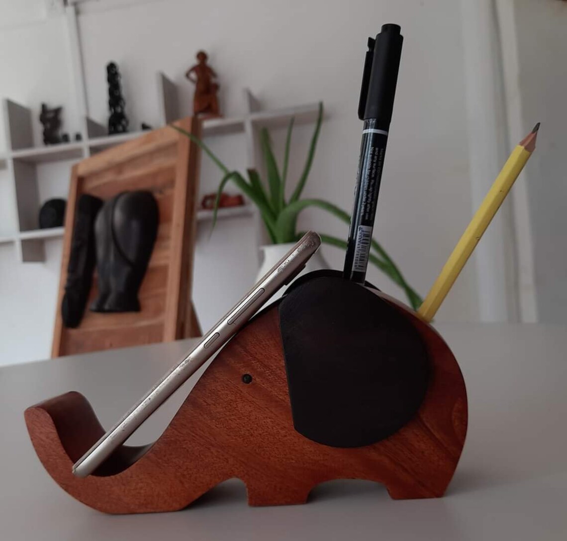 Elephant Phone Stand, Wood Phone Stand, Elephant Phone Holder, Wood ...