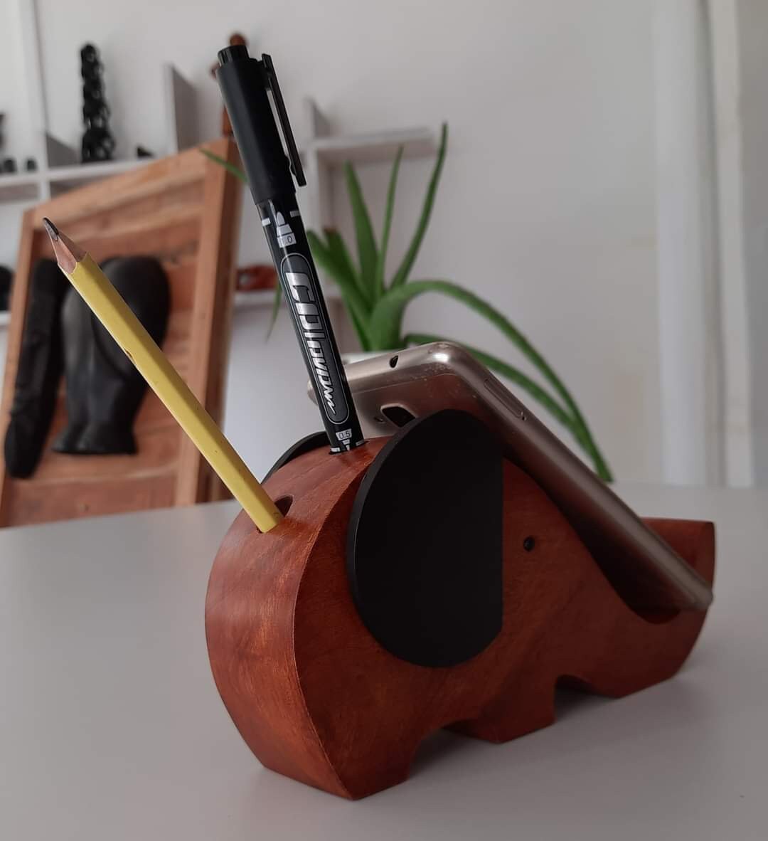 Elephant Phone Stand, Wood Phone Stand, Elephant Phone Holder, Wood ...