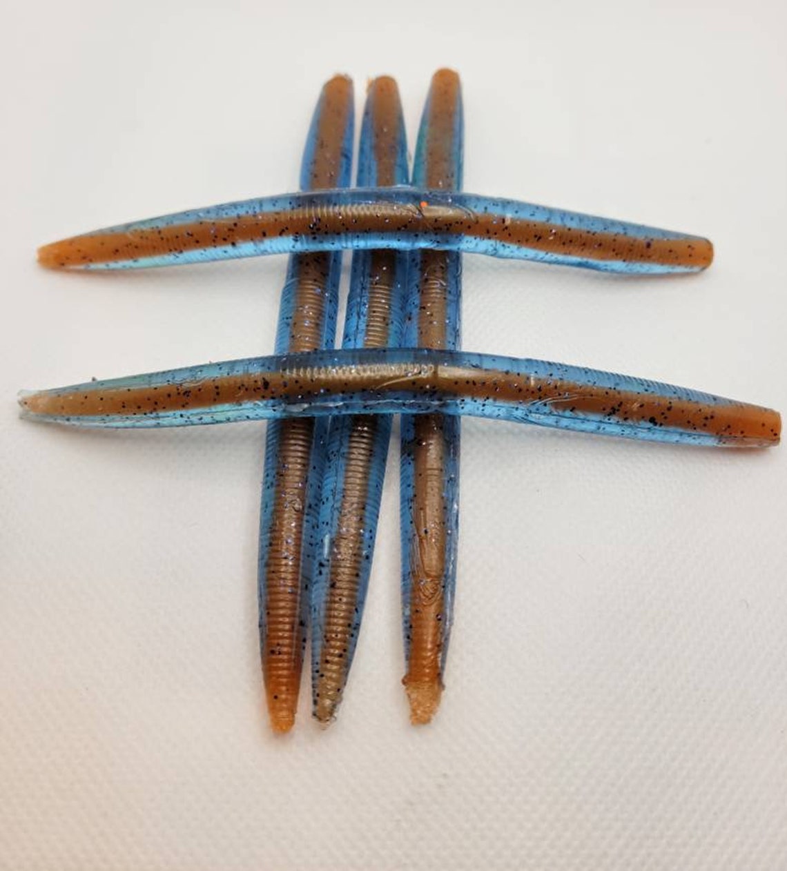 5 Custom Soft Plastic Bass Stick Baits Senko Style Etsy