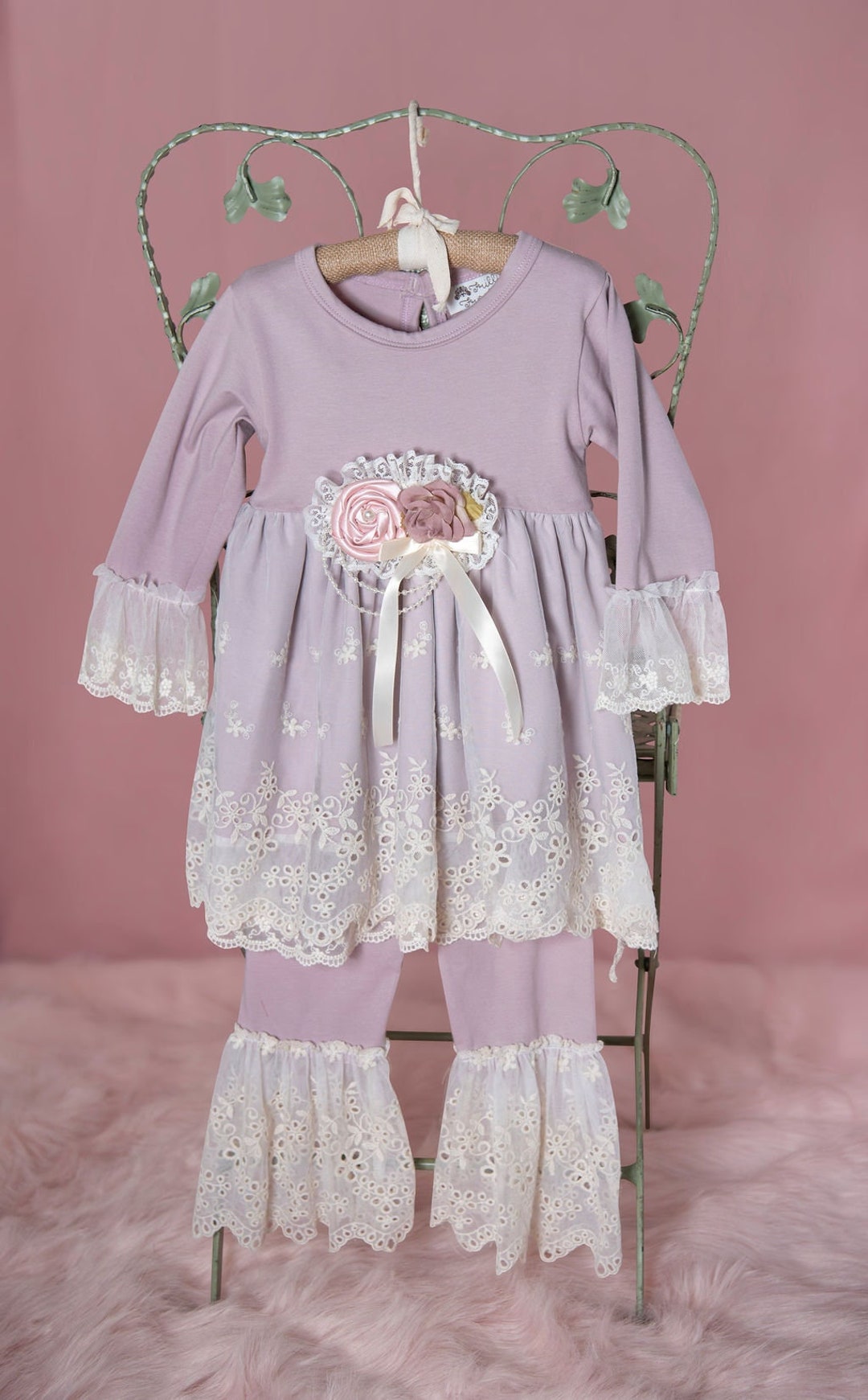 Haute Baby Genevie Baby Girl Floral Sleeve Tops Pants Clothes Outfits ...