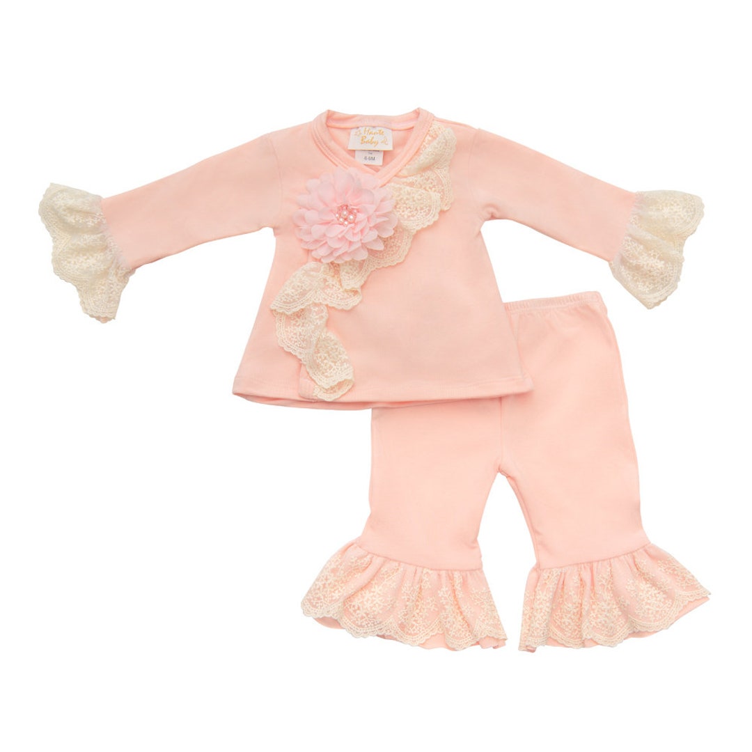 Haute Baby Chic Petite Baby Girl Crisscross Floral Sleeve Tops Pants ...