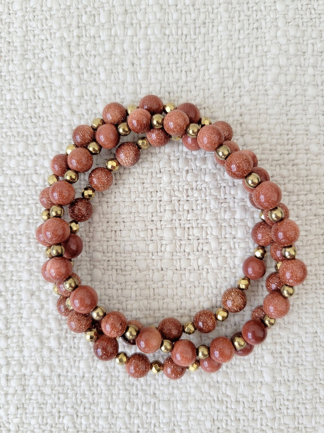 Goldstone Sandstone Bracelet, Beach Jewelry, Coastal Living, Crystal ...