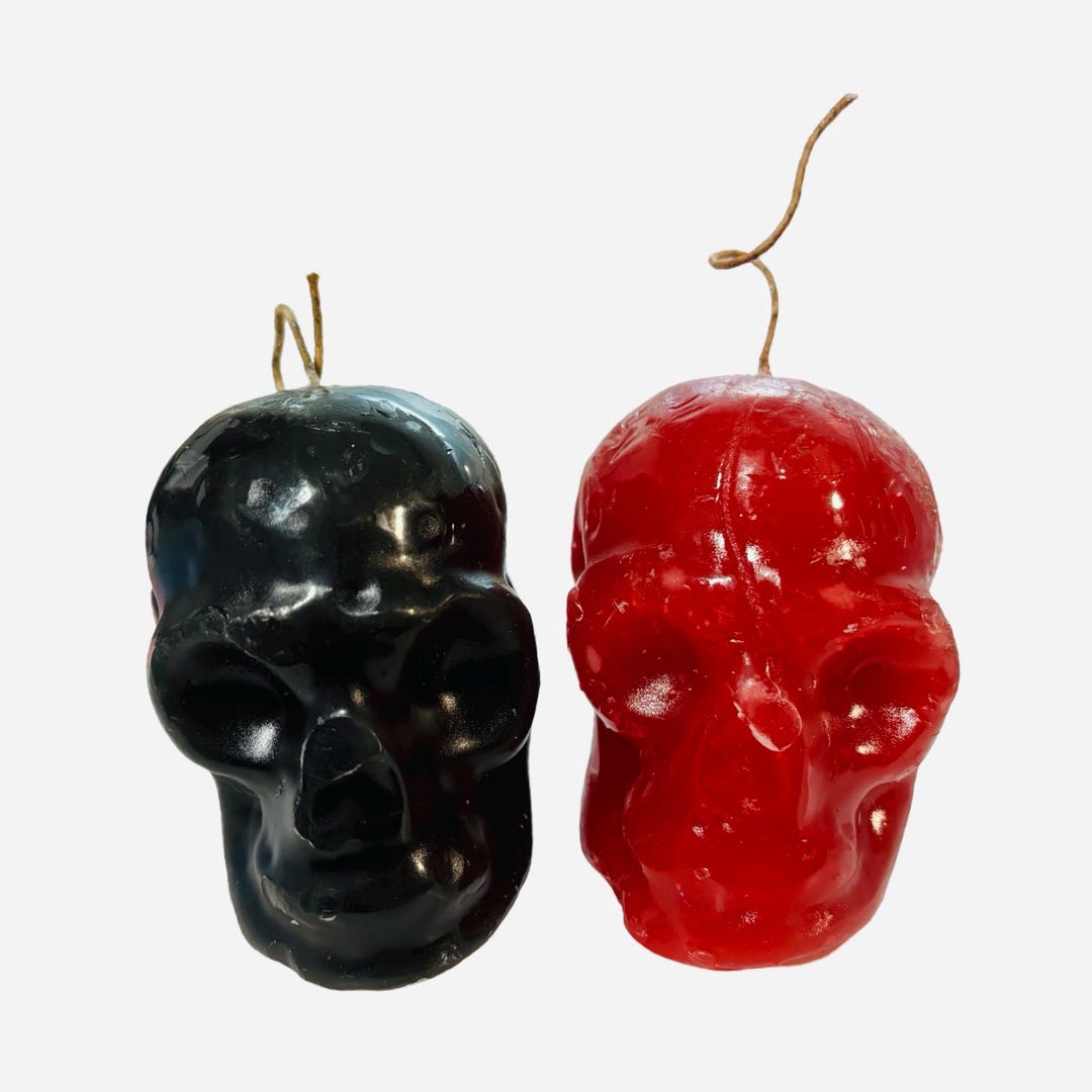 VELA CRANEO Negro - Rojo Para Rituales - Black - Red Skull Candle for ...