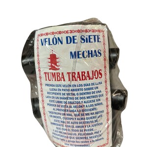 7 MECHAS VELON NEGRO Tumba Trabajo - 7 Wicks Black Candle Vela Para ...