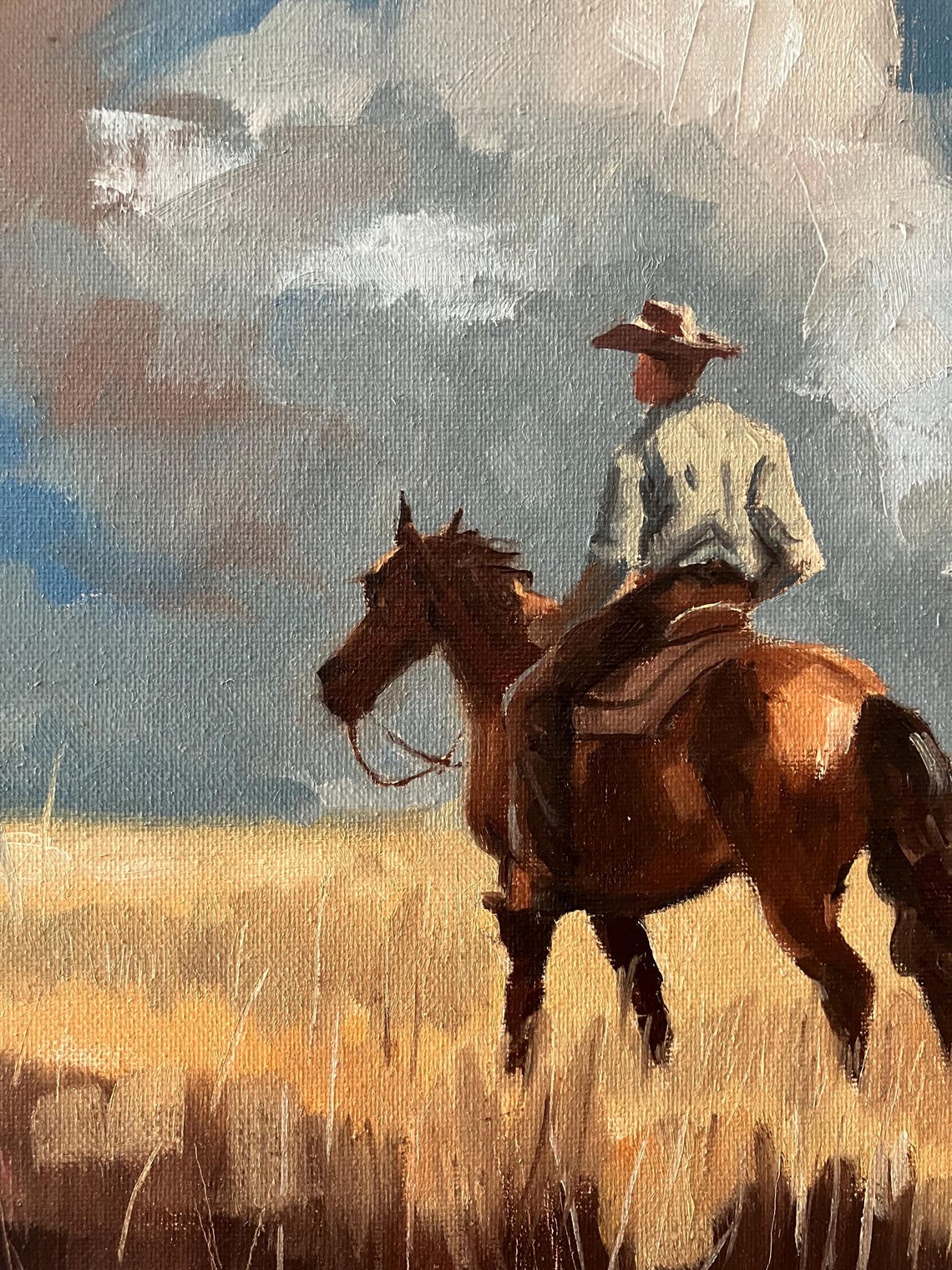 The Storm Chaser, Original Oil Painting on Canvas, Cowboy Oil Painting ...