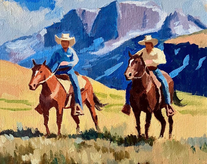 Original Western Painting, Acrylic on Canvas, 10x10 Inches, "rangers of ...