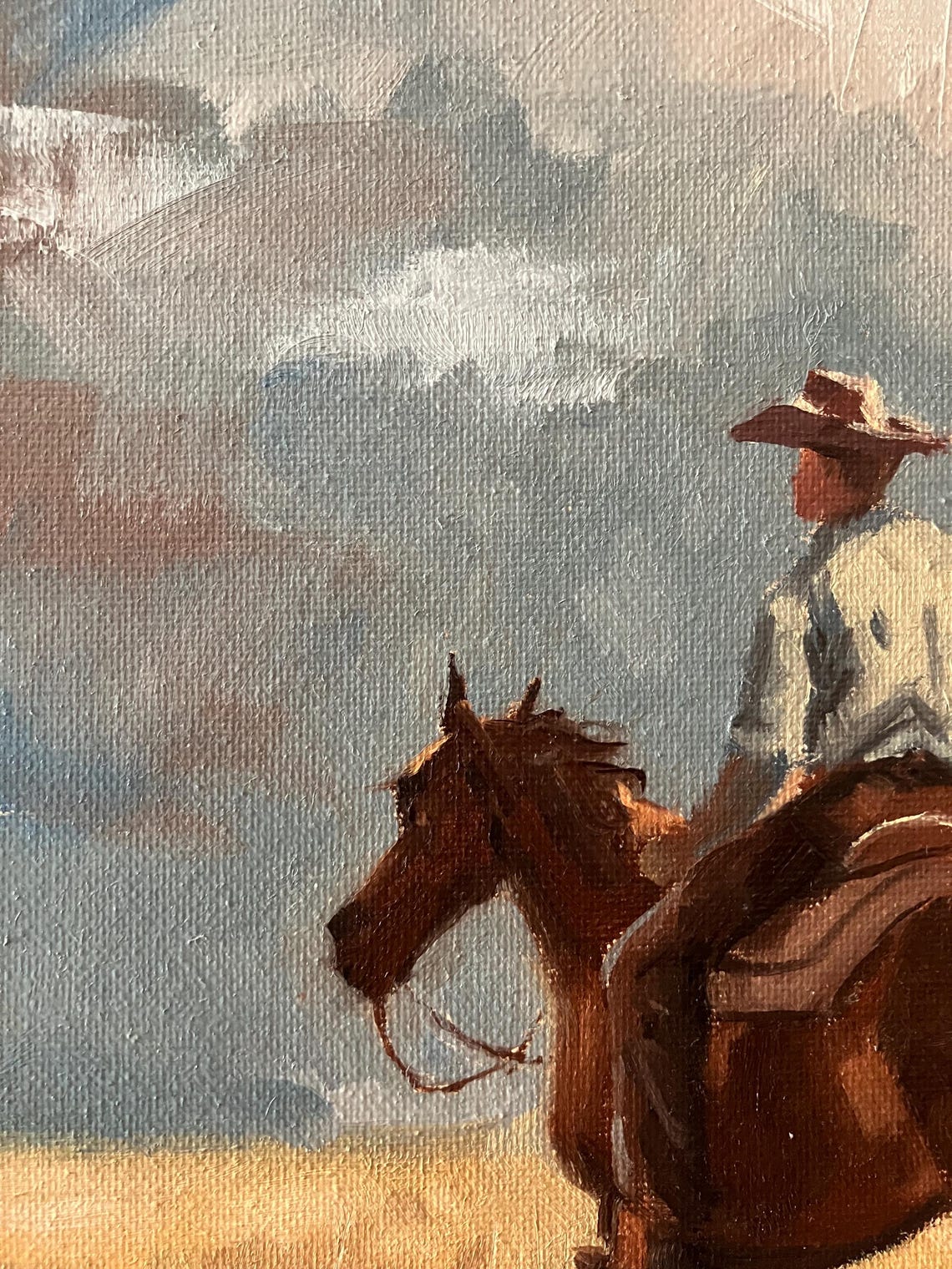 The Storm Chaser, Original Oil Painting on Canvas, Cowboy Oil Painting ...