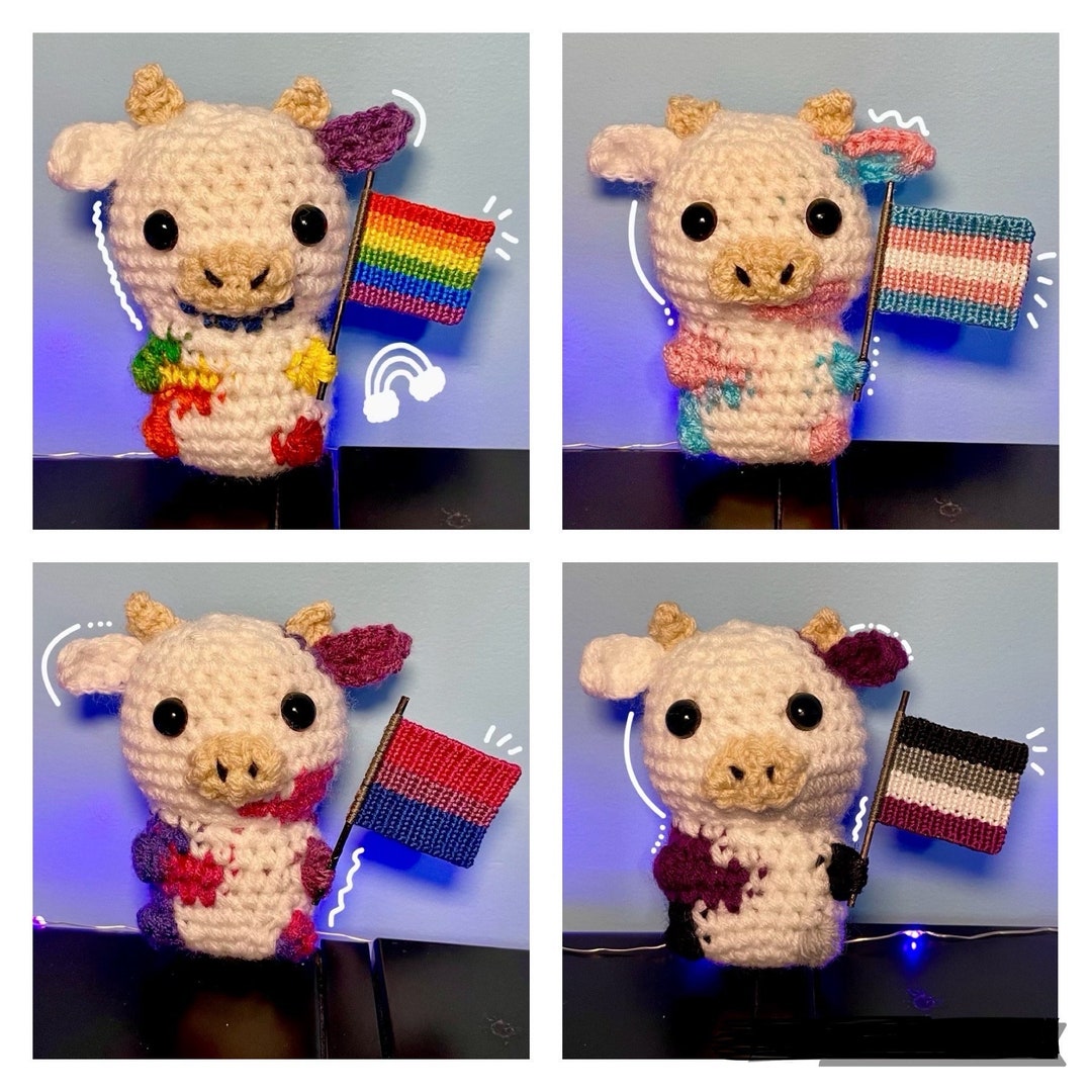 Mini LGBTQ+ Cute Crochet Pride Cow Plushies - Etsy