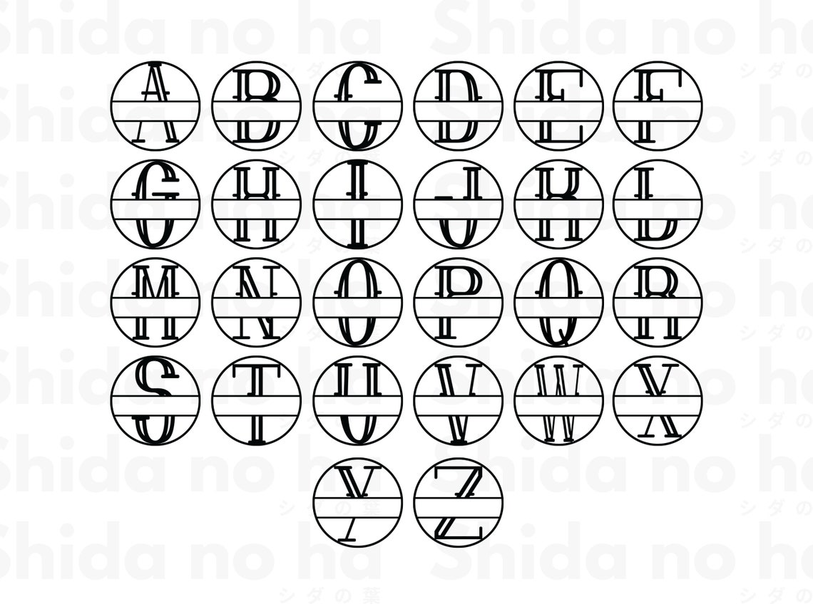 Split Monogram SVG/PNG Split Circle Frame Alphabet Digital - Etsy