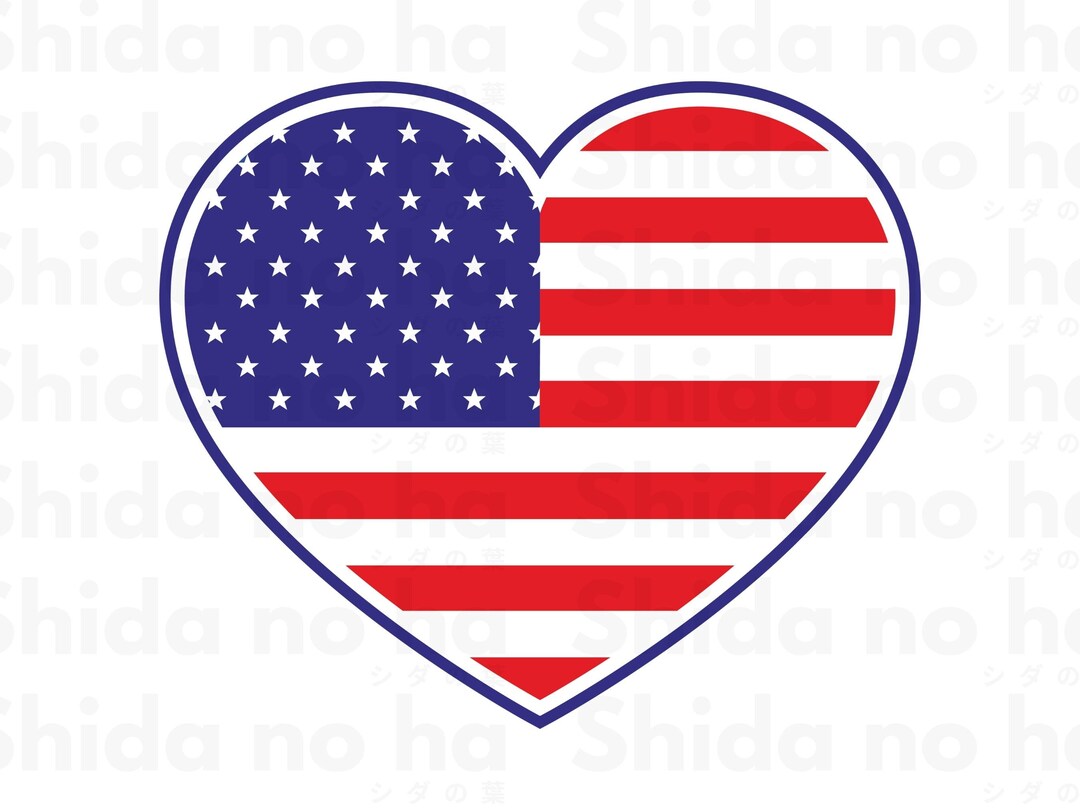 4th of July SVG, Patriotic SVG, American Flag Heart SVG, Digital ...