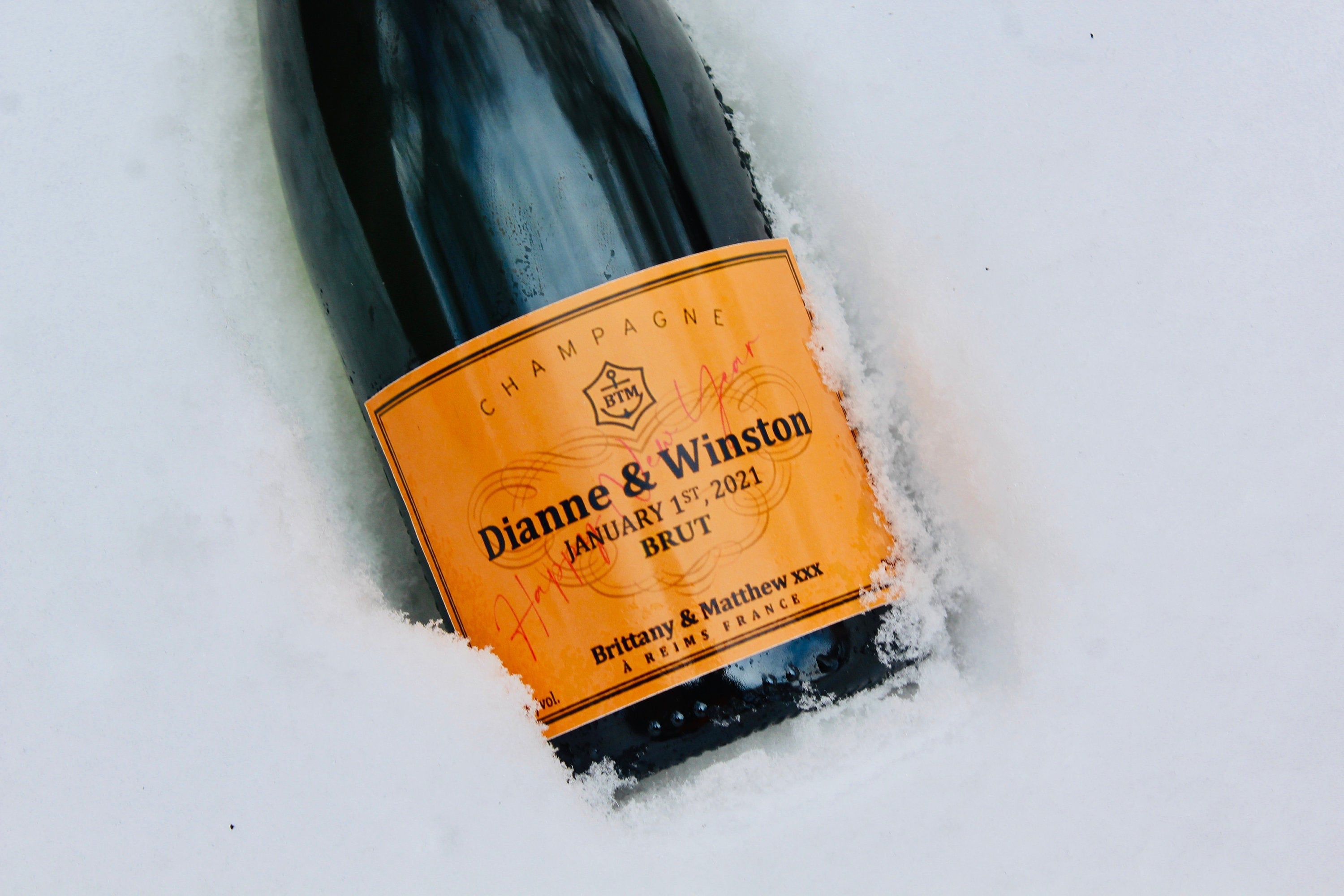 Veuve orange label handmade pure soy candle, unscented champagne bottle ...